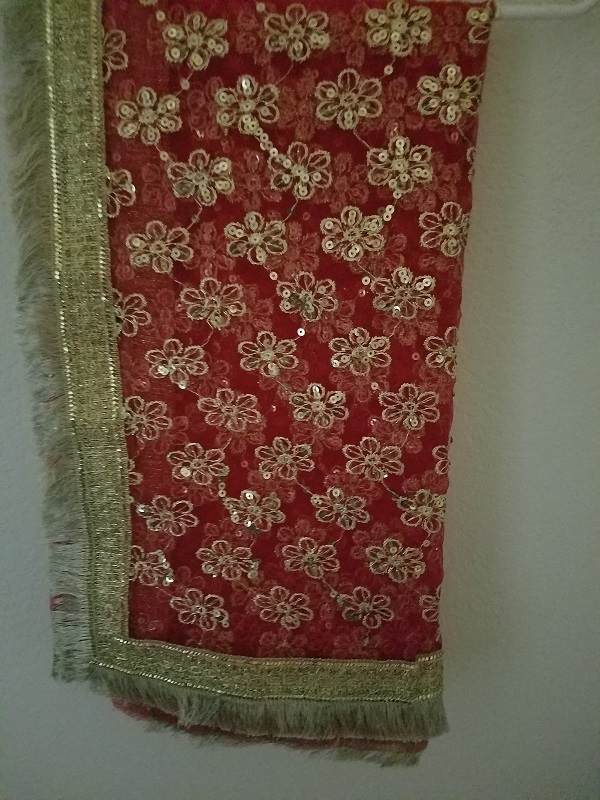 Traditional Red Mata Dupatta Indian Pooja Ghar Chunari #52888 ...