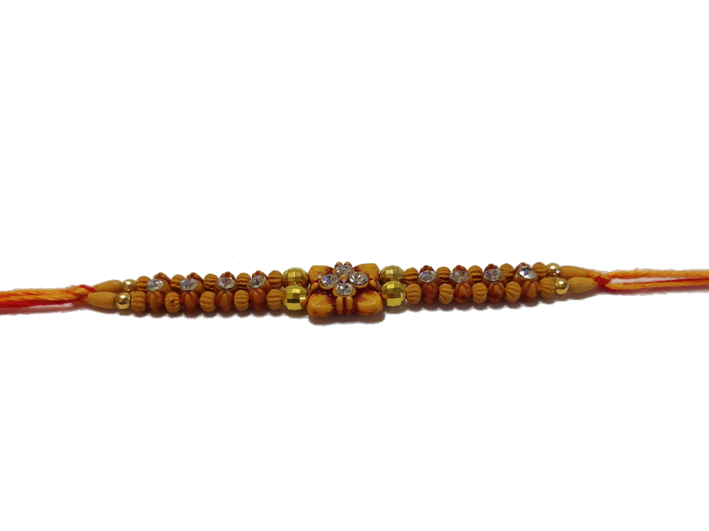 Fancy Wooden RAKHI with Elegant Diamonds on Top + Roli & Chaval #43266 ...