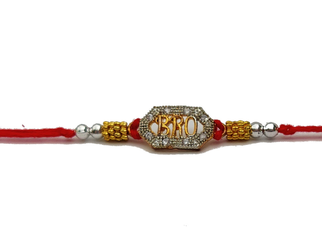 Attractive Bro Rakhi with Golden Metal Letters and Beads + Roli ...