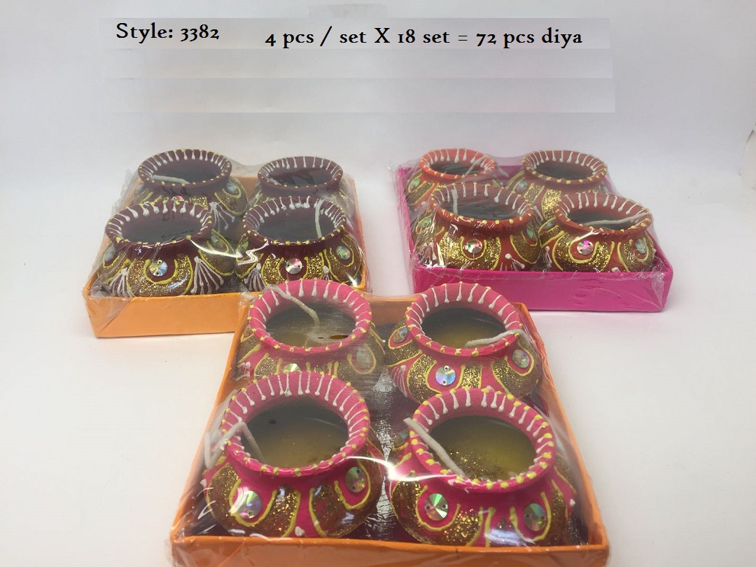 72 pcs Clay Diya, Fancy Decorative Handmade Matka Shaped Diyas #35734 ...