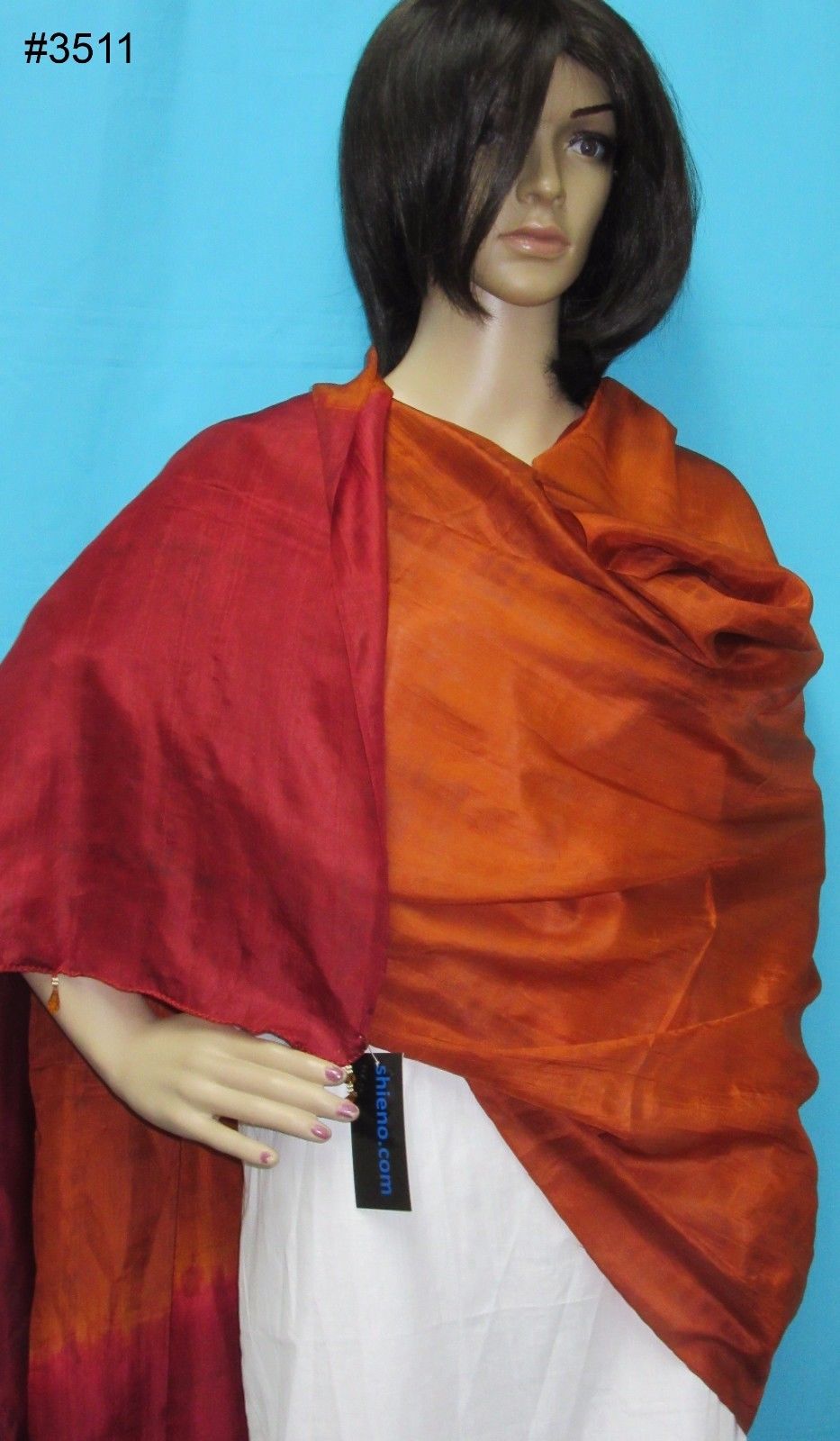 Rust Maroon Silk Tie Dye Dupatta Chunni Stole #37273 | DesiClik.com, USA