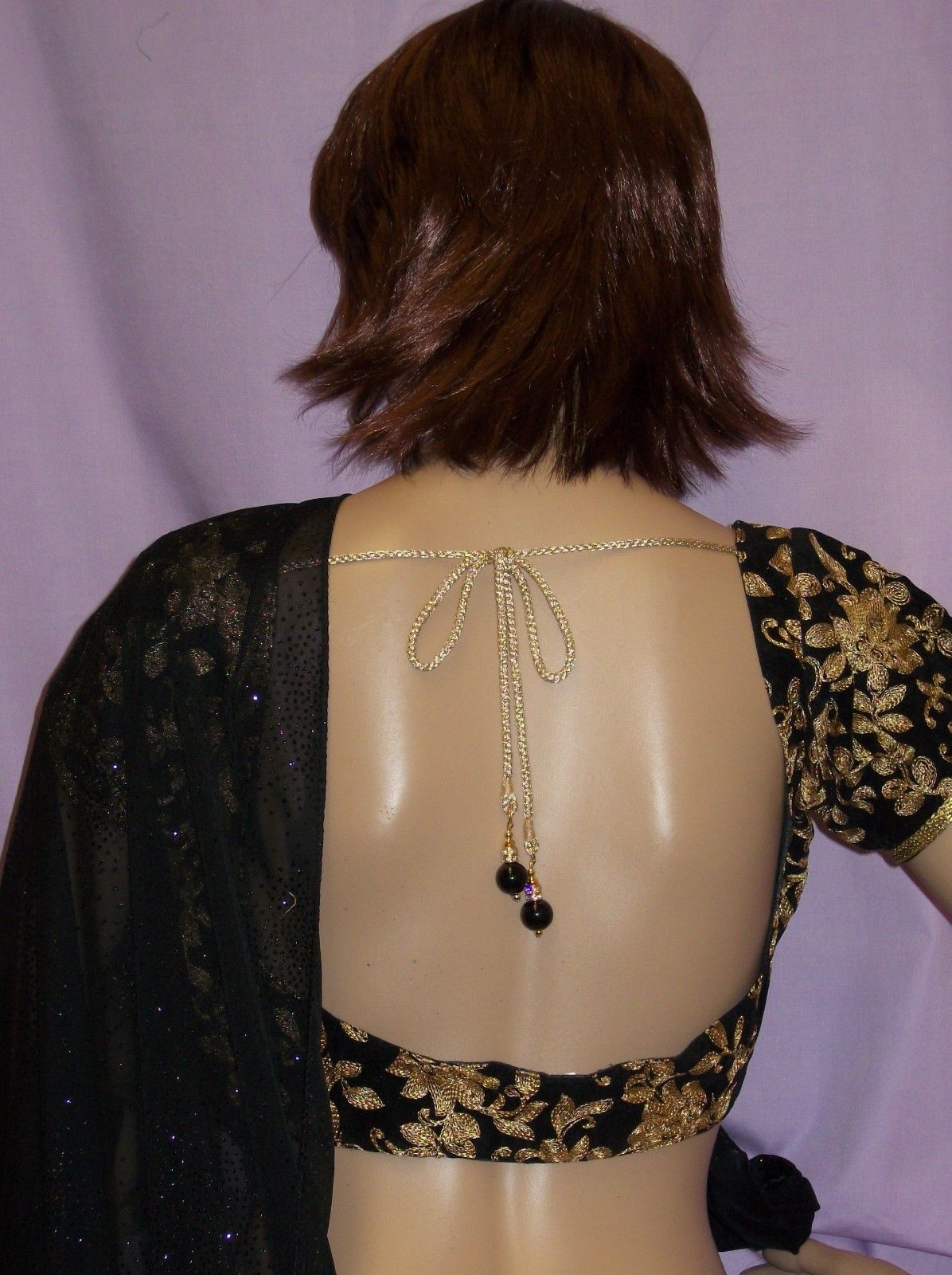 Black Velvet Stittched Zari Choli / Blouse for Saree (M) #24992 ...