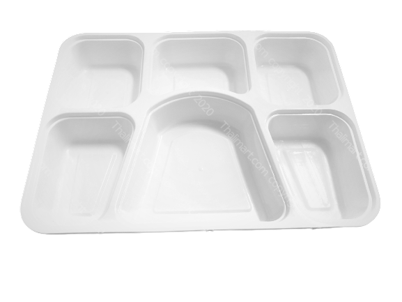 6 Compartment Disposable Microwave Safe White Thali / Tray w/ Lid 100 ...