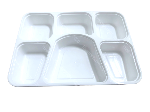6 Compartment Disposable Microwave Safe White Thali / Tray w/ Lid 100 ...