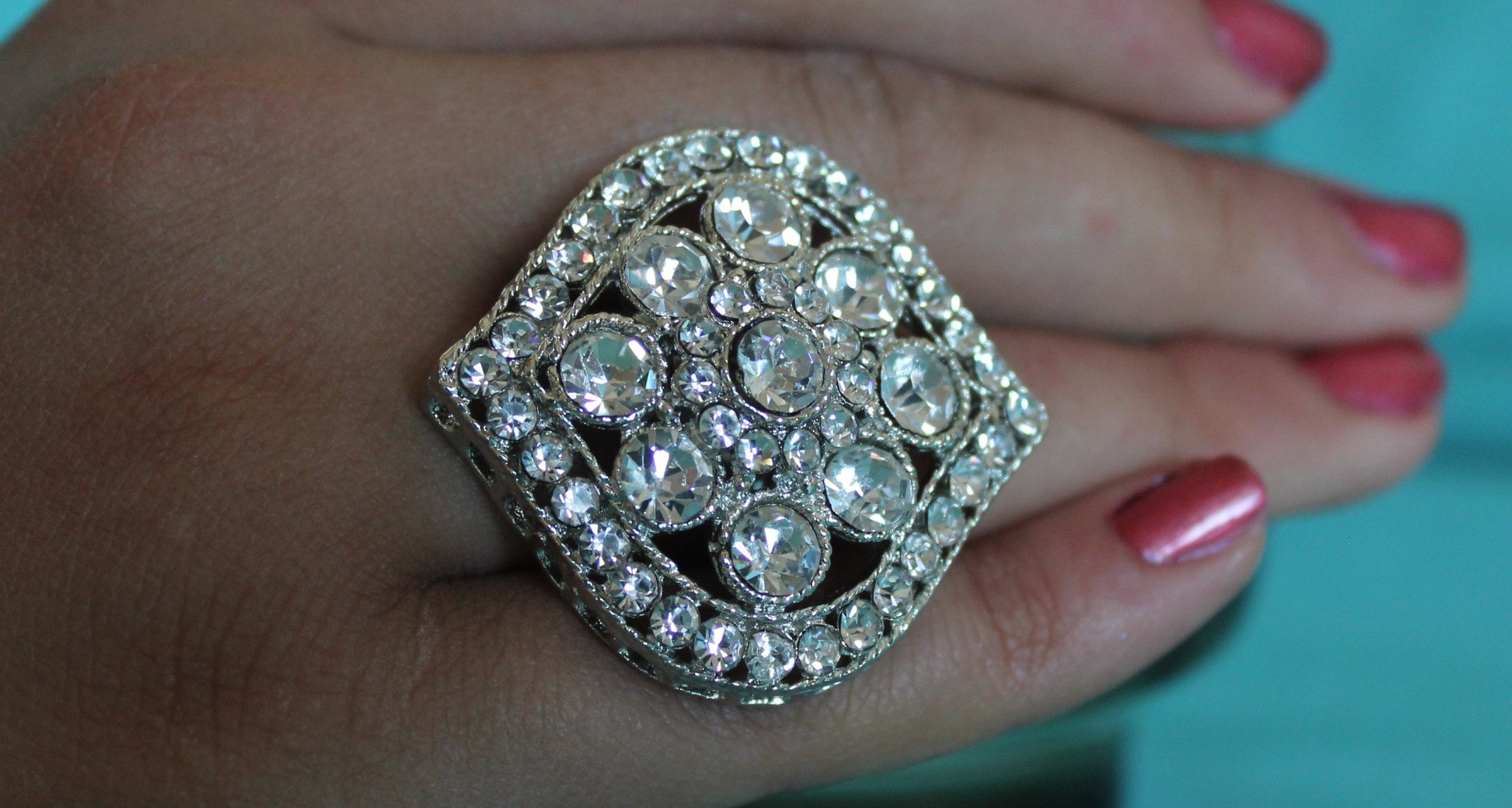 Large Finger Rings, Crystal Stone Work Indian Rings #39363 | DesiClik ...