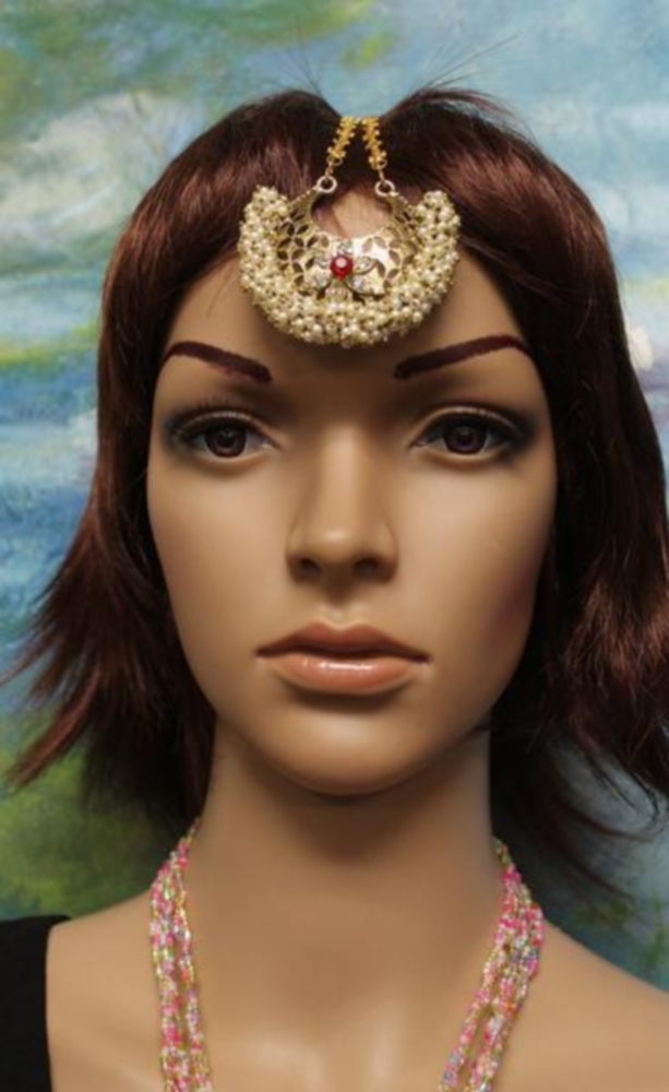 Side Tikka, Golden Maang Side Tikka Jhumar Hair Jewelry #4553 #36887 ...