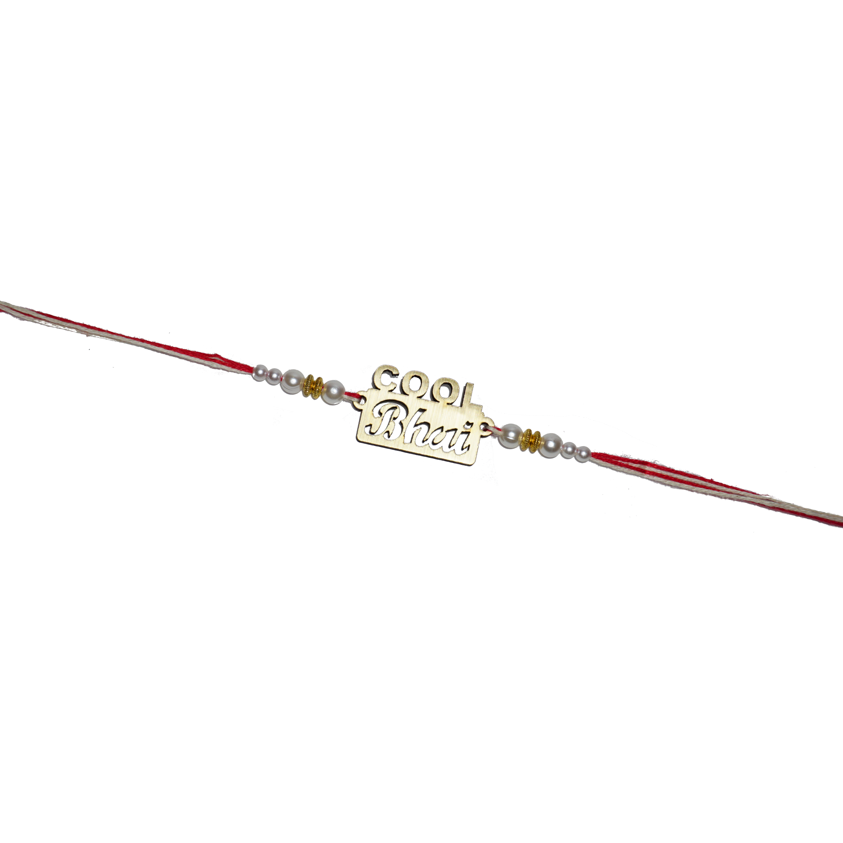 Wooden Customized Cool Bhai Rakhi W/ polished pearls & Beads + Roli ...