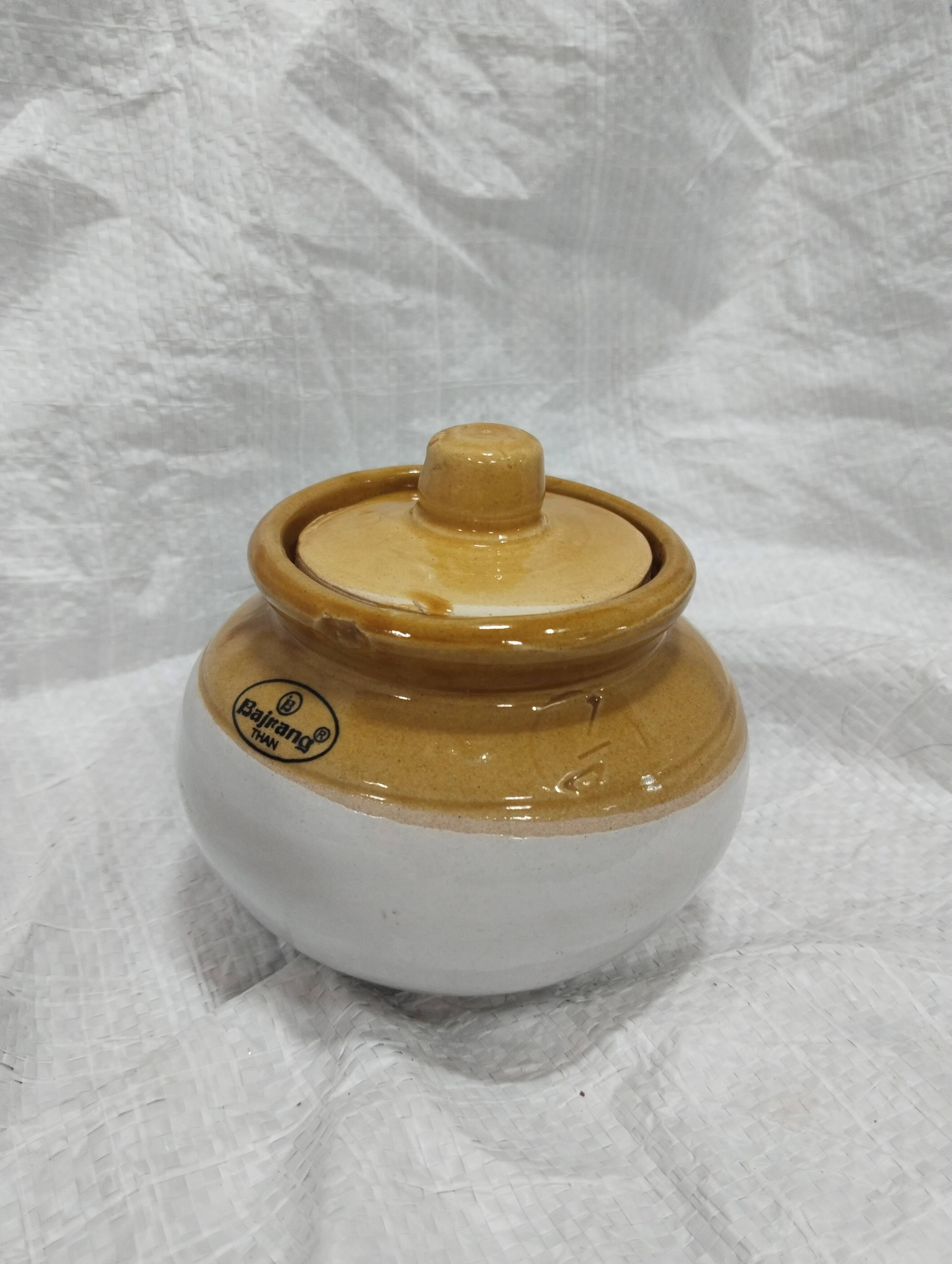 2 Pcs Indian Handmade Ceramic Pickle Jar (Round) With Lid/Achar Barni ...