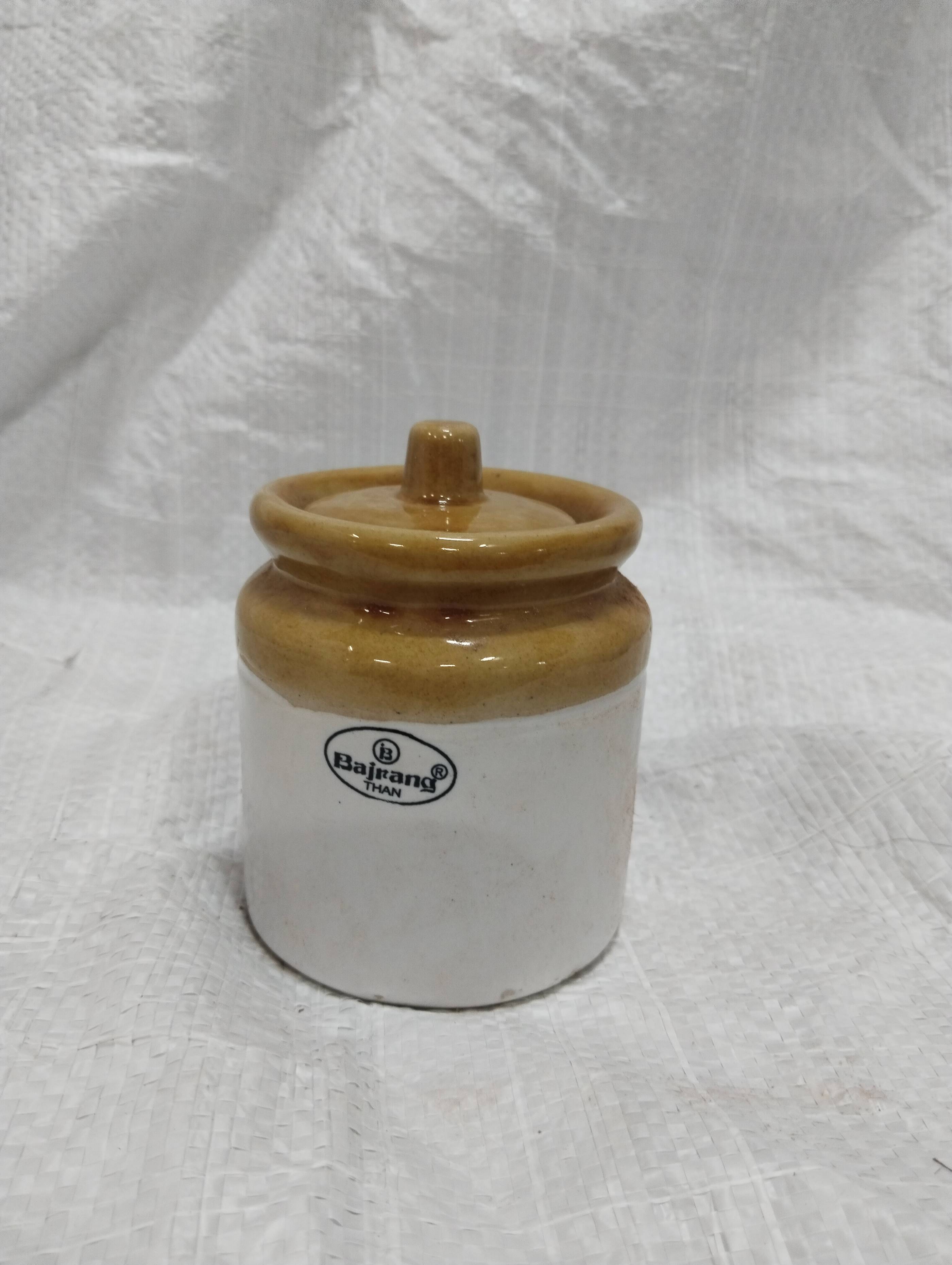2 Pcs Indian Handmade Ceramic Pickle Jar With Lid/Achar Barni - 3.5 ...