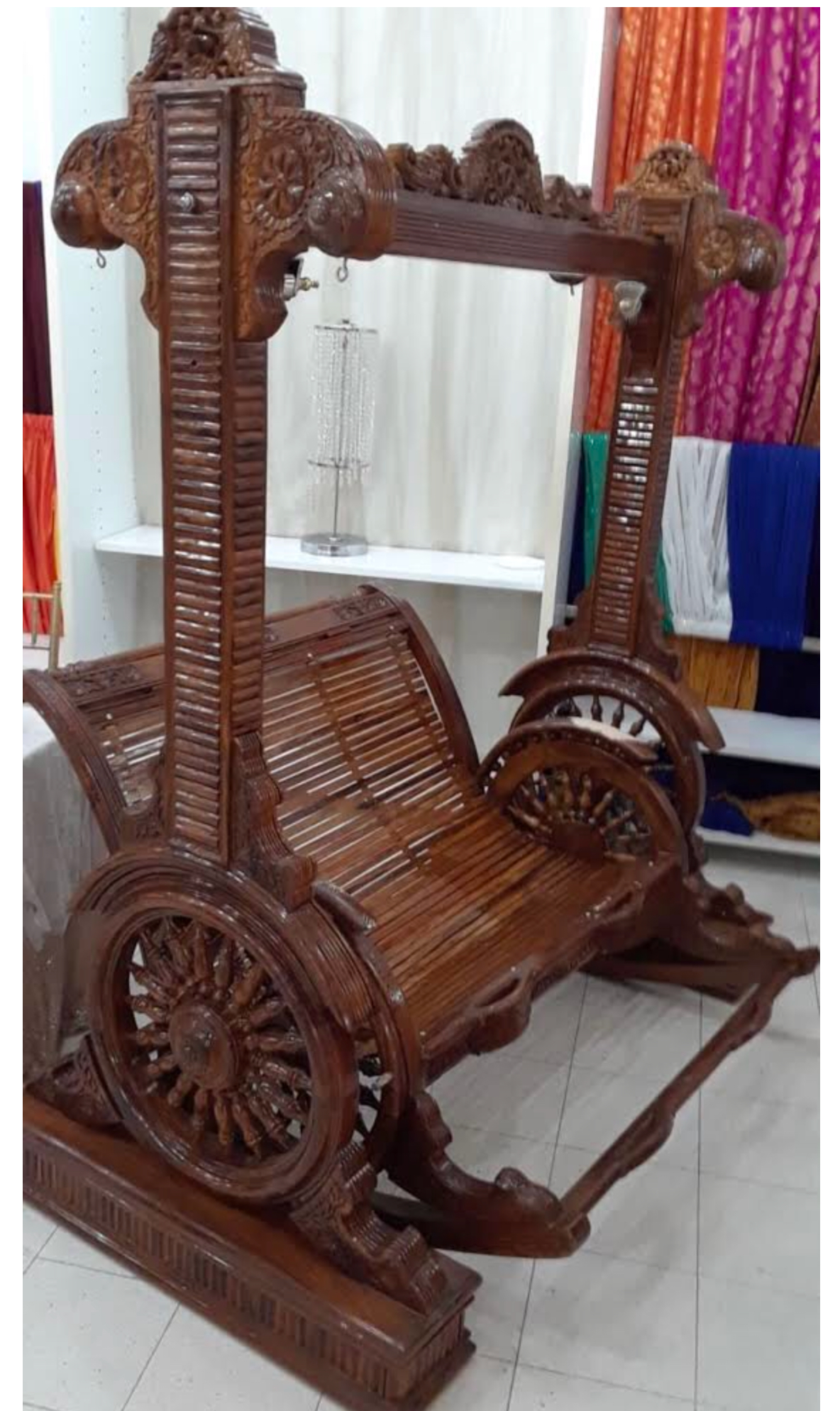 Antique Finish Wooden Swing/Rocker w/ Wheel Panels #37080 | DesiClik ...