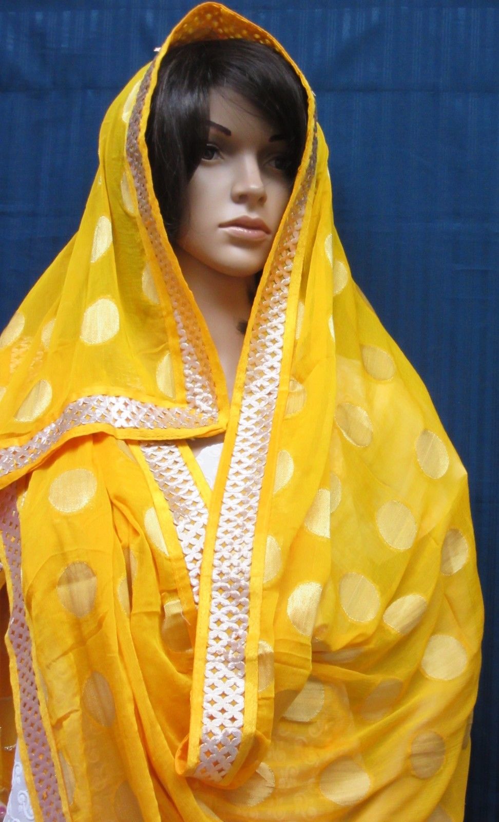 Saffron Jamawar Dupatta Chunni, Indian Bridal Wedding Wear Odhni #25734 ...