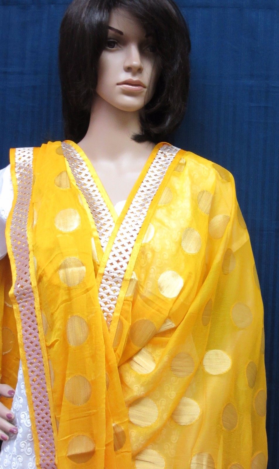 Saffron Jamawar Dupatta Chunni, Indian Bridal Wedding Wear Odhni #25734 ...