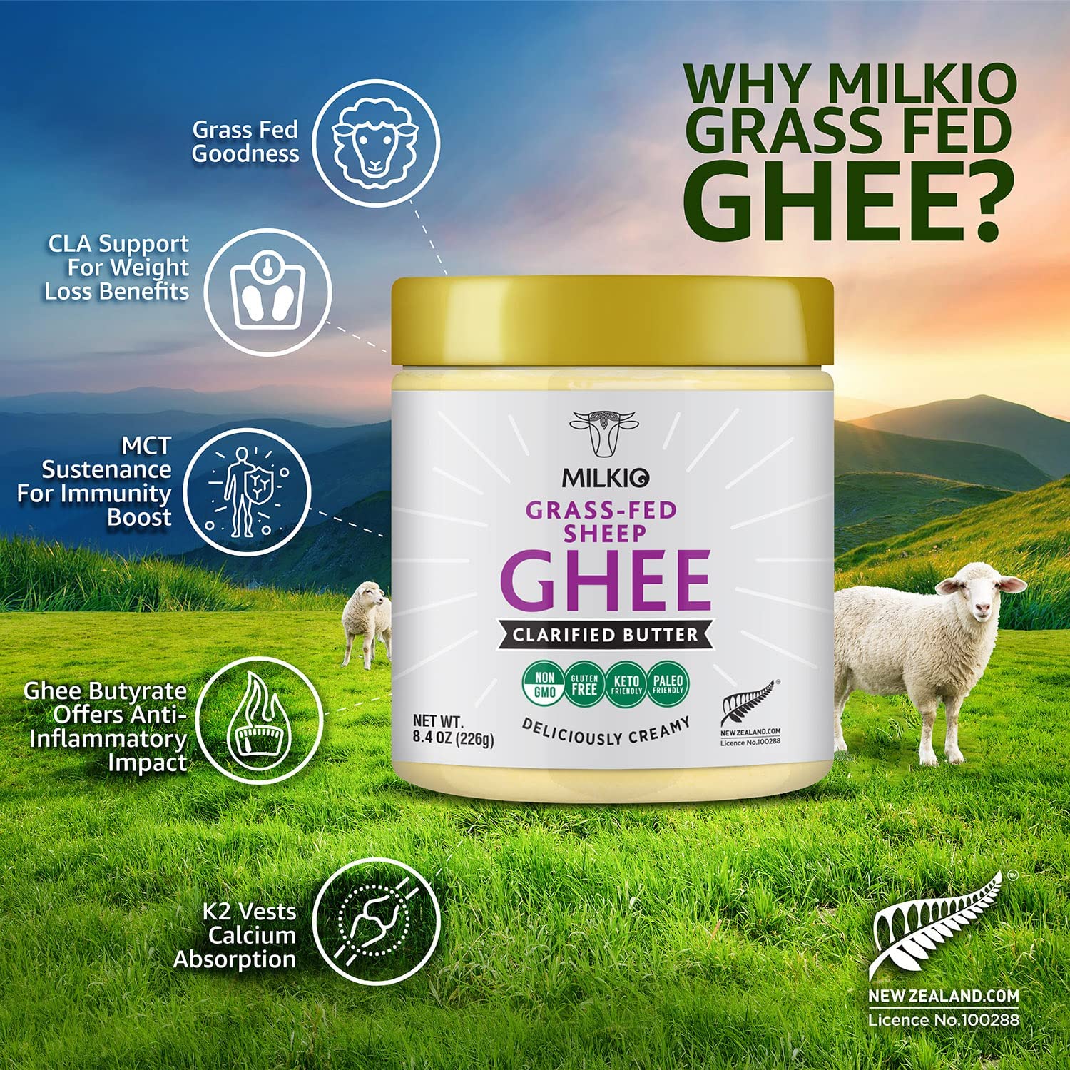 MILKIO Grass Fed Sheep Ghee Clarified Butter 8 Oz #48078 | DesiClik.com ...
