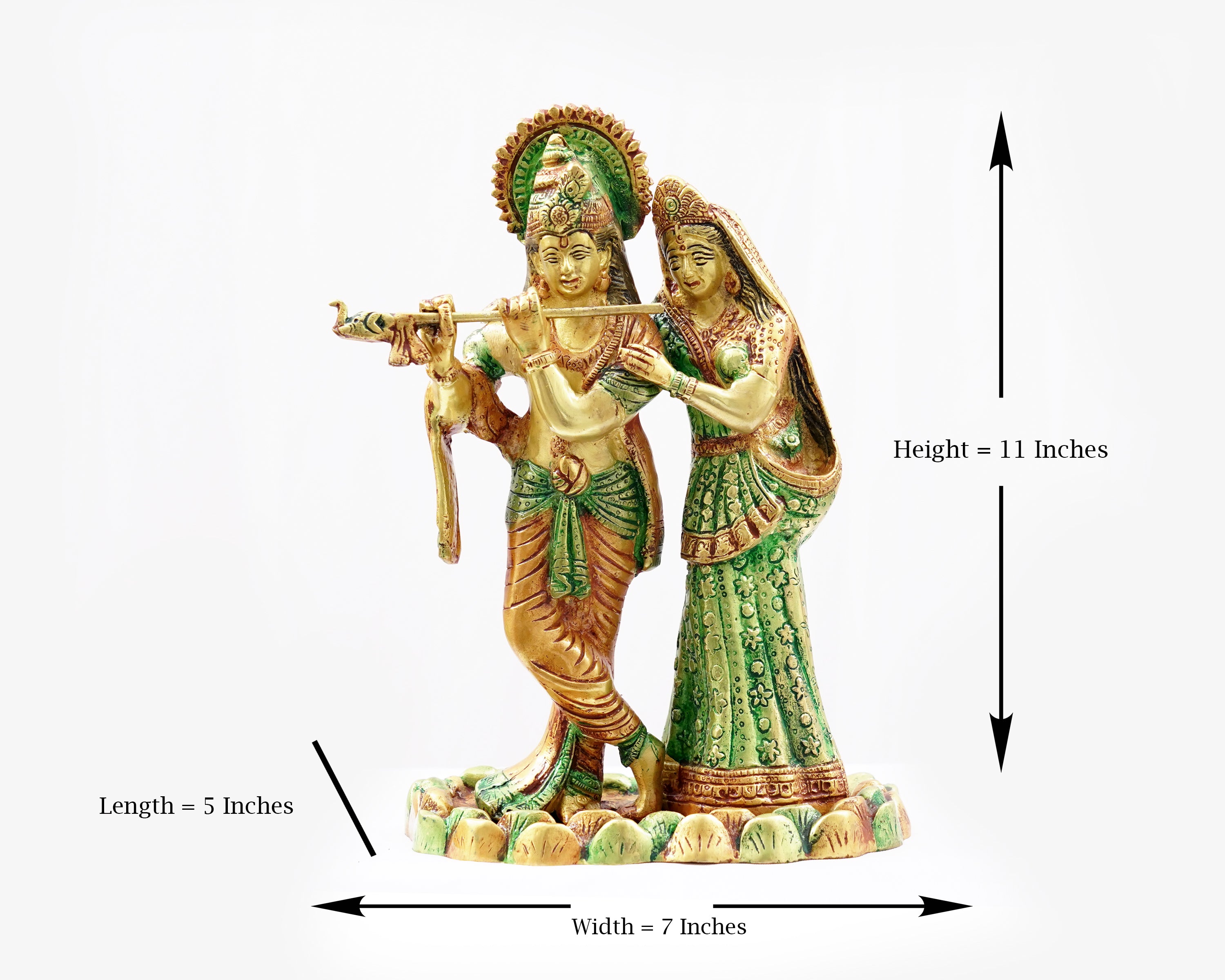 Green Radha Krishna Brass Small Statue For Puja, Home Mandirs, Decor ...