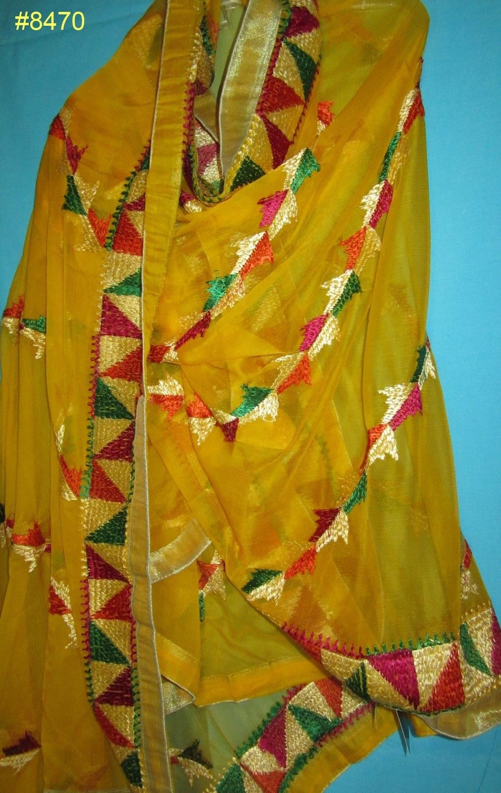Solid Georgette Multi-Color Silk Detail Dupatta Chunni #8472 #32262 ...