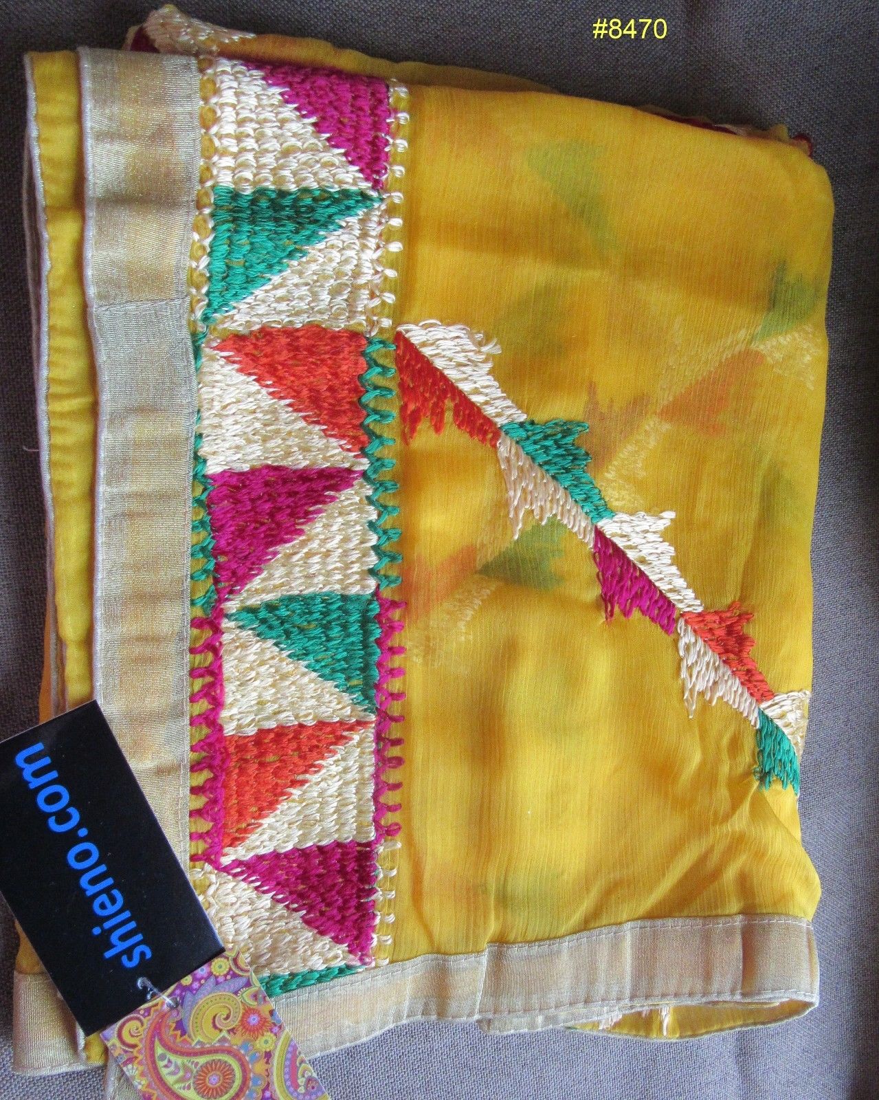 Solid Georgette Multi-Color Silk Detail Dupatta Chunni #8472 #32262 ...