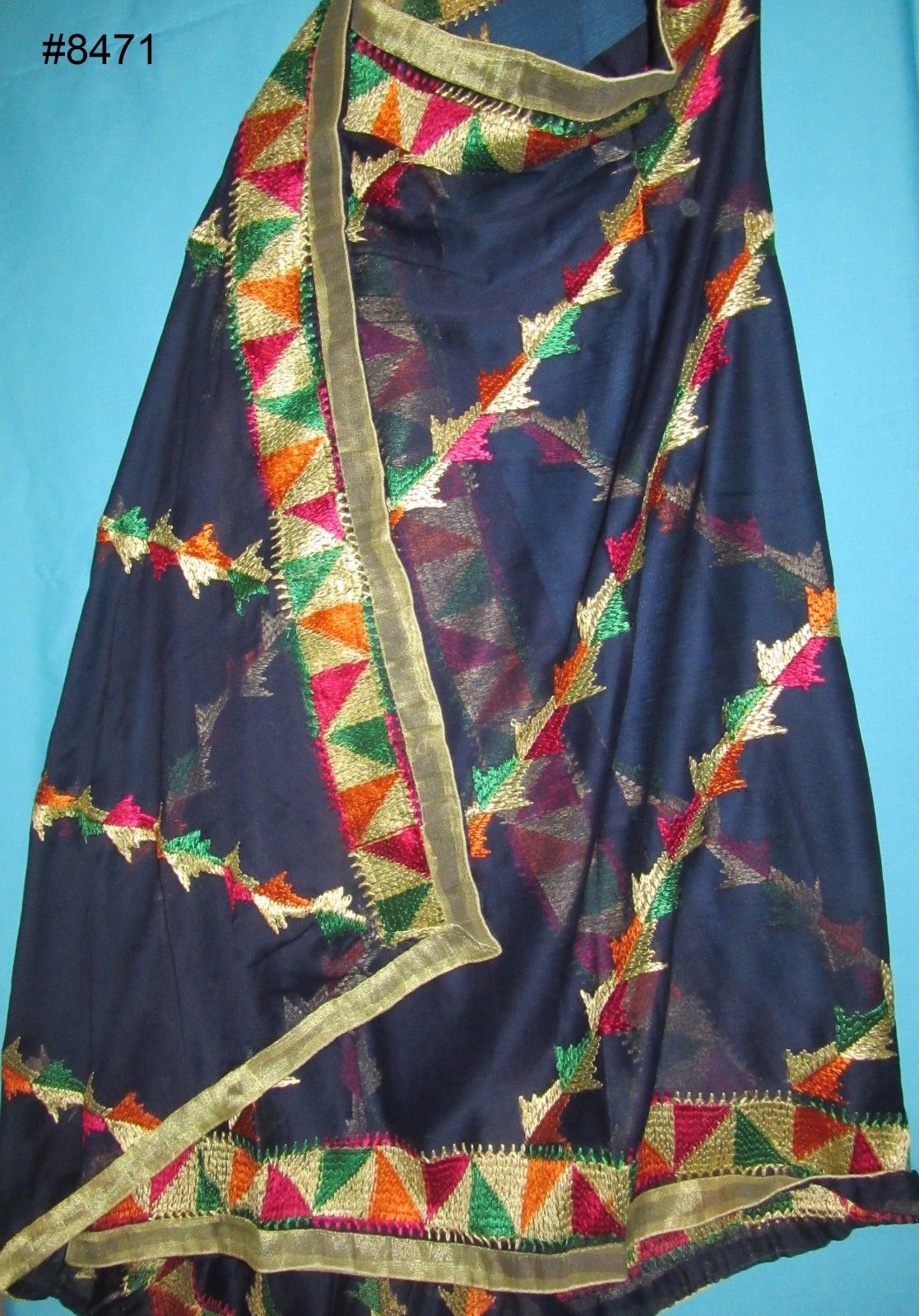Solid Georgette Multi-Color Silk Detail Dupatta Chunni #8472 #32262 ...