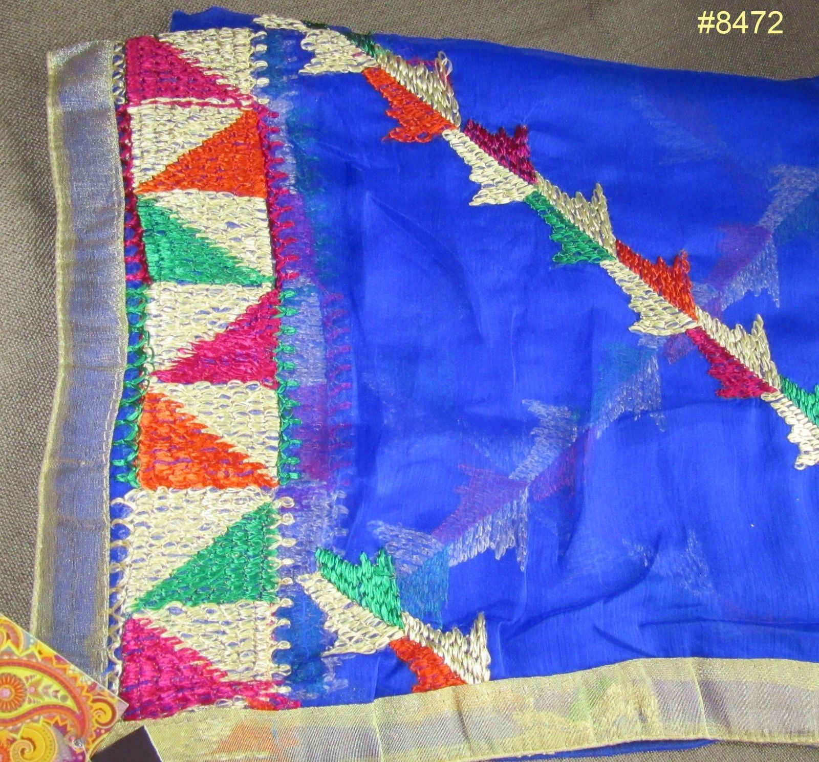 Solid Georgette Multi-Color Silk Detail Dupatta Chunni #8472 #32262 ...