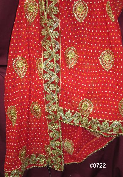 Heavy Work Red Bandhni Georgette Bridal Chuni Dupatta #38114 | DesiClik ...