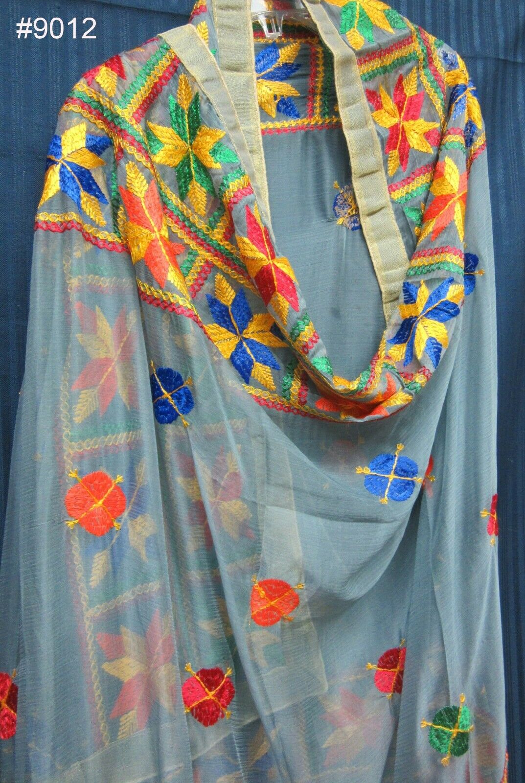Phulkari 9013 Georgette Solid Color Phulkari Detail Dupatta Chunni ...