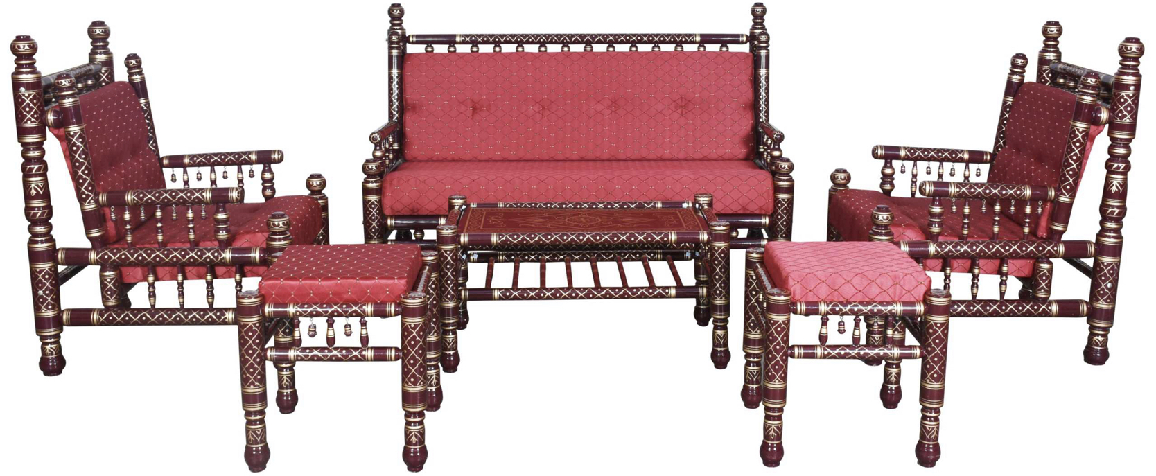 Sankheda Handcrafted Chair Sofa Set Six Pieces #55074 | DesiClik.com, USA