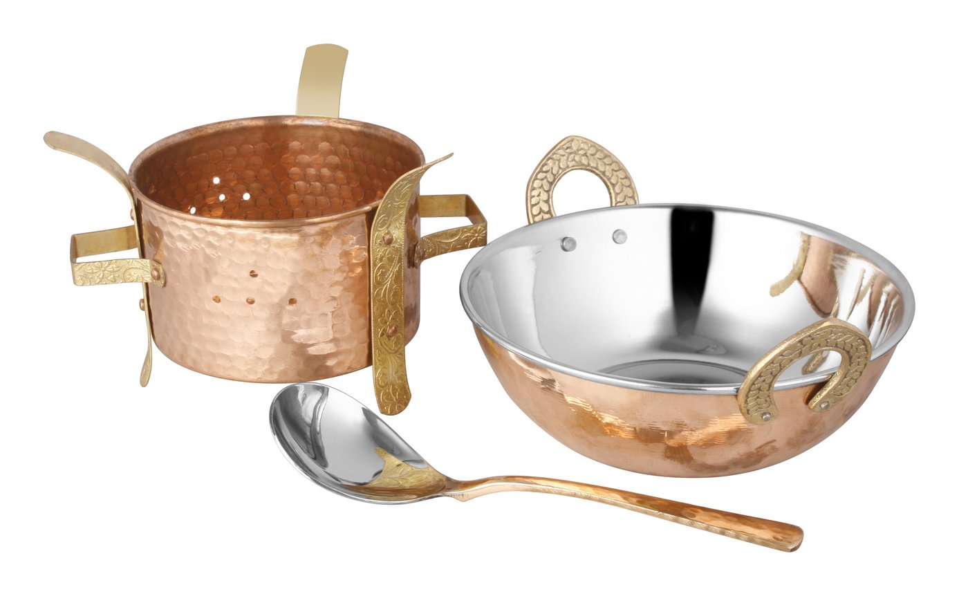 Pack of 3 Copper Karahi Set w/ Spoon 16 Oz for Serving #40854 ...