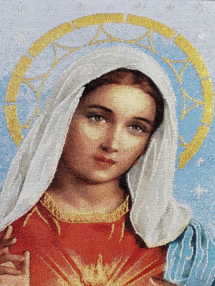 Sacred Heart of Mary Tapestry in Cushioned Ornate Frame 17"x21" Wall ...