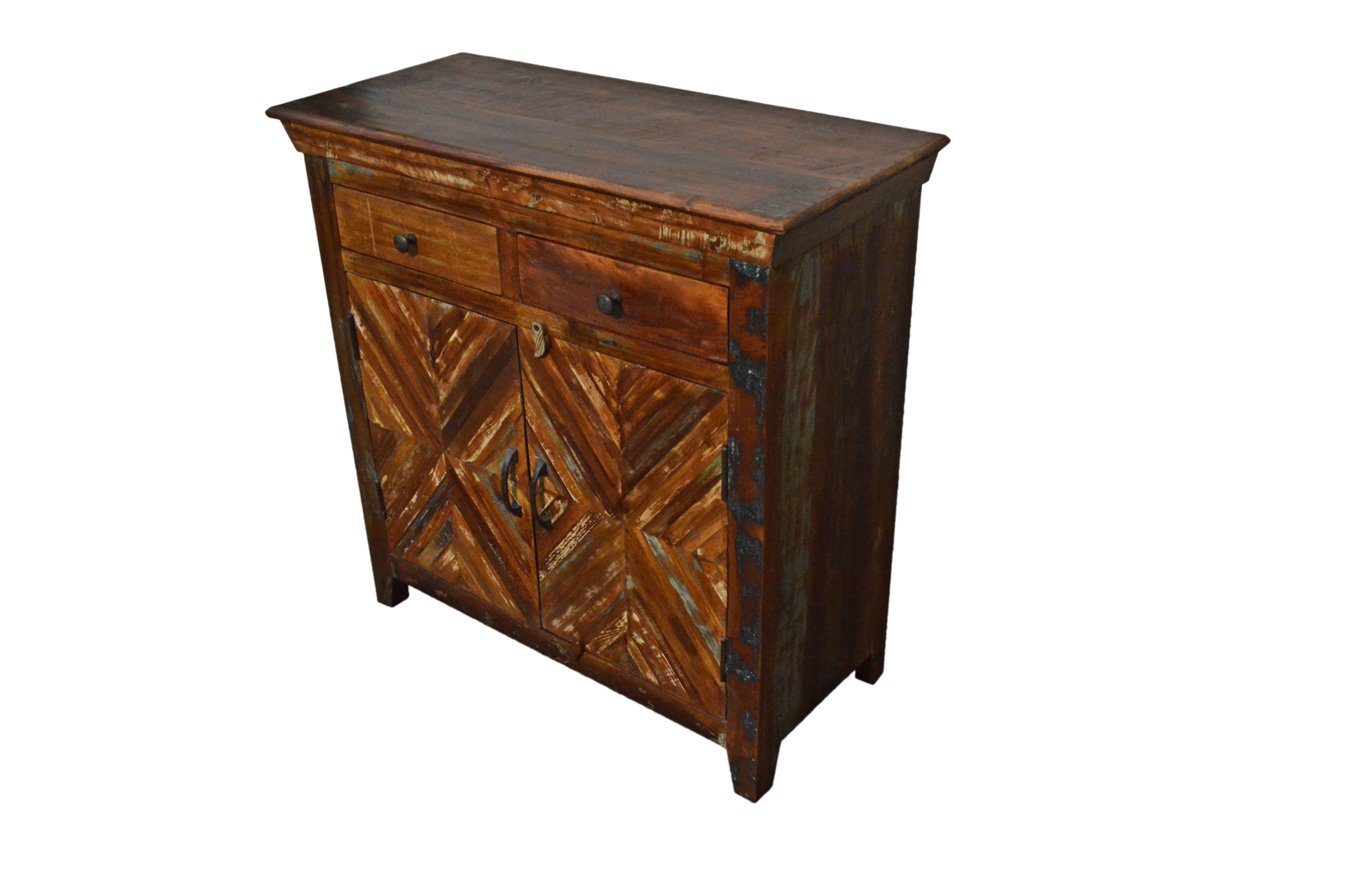 Antique Rustic Wood Free Standing Consol Storage Cabinet w/ Drawers ...