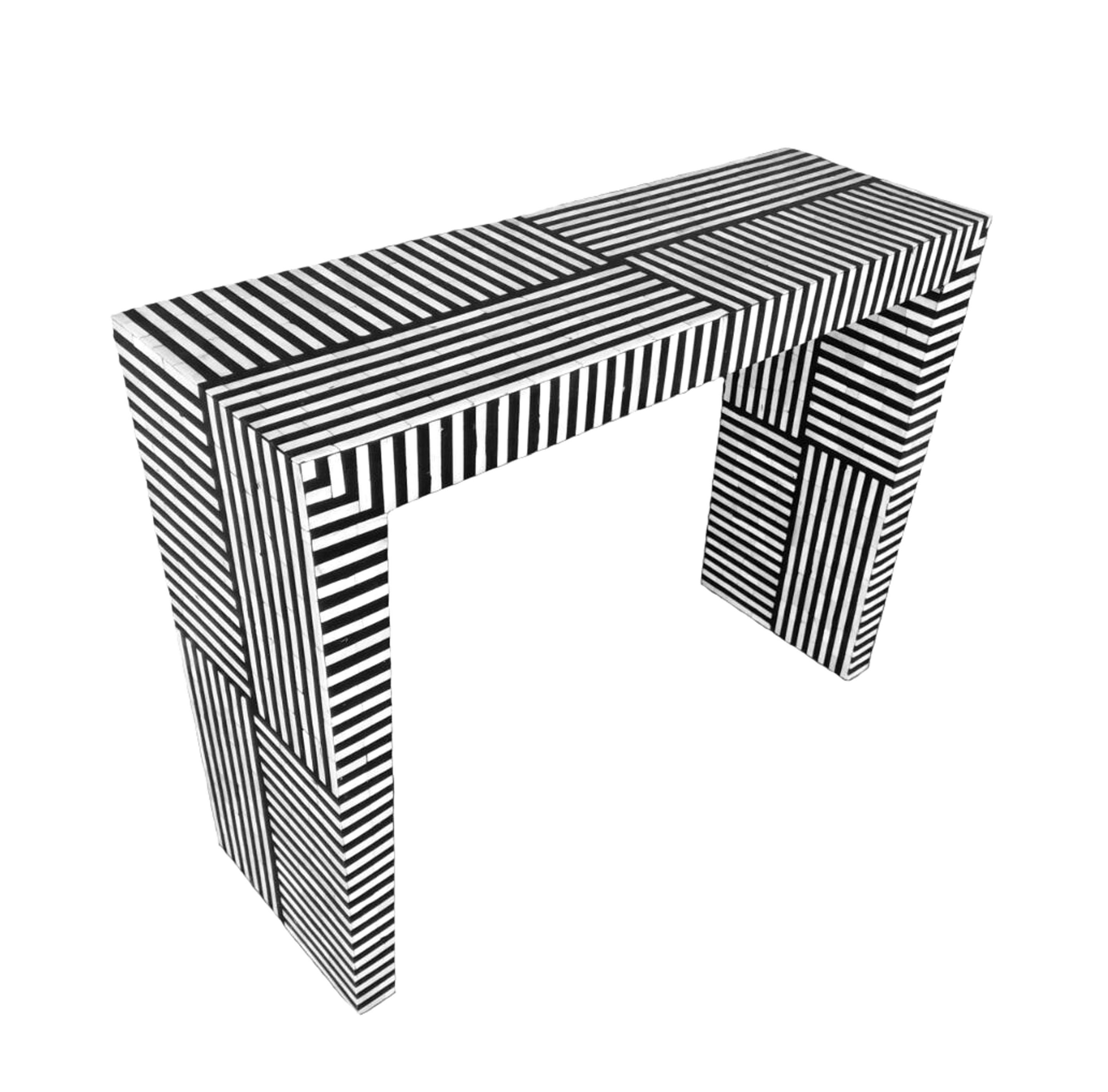 Bone Inlay Striped Pattern Console Table #28416 | DesiClik.com, USA