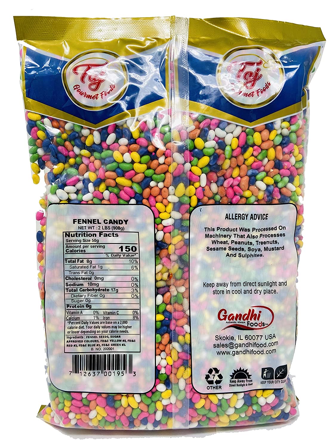 TAJ Premium Indian Fennel Candy, Sugar Coated Fennel Seeds (Saunf ...