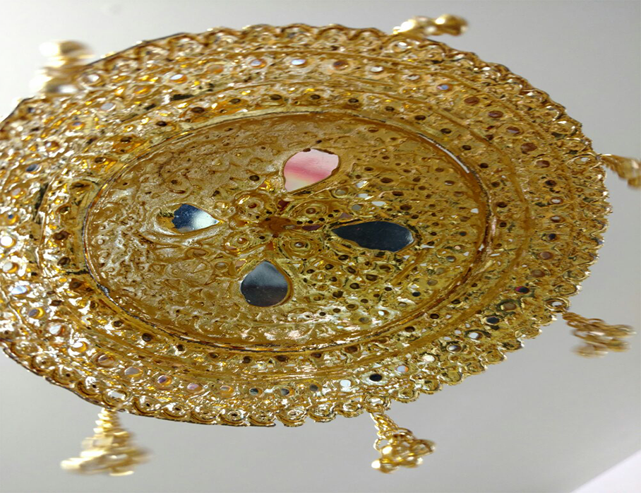 Stone Decorated Golden Chatra For Pooja Mandir #28790 | DesiClik.com, USA