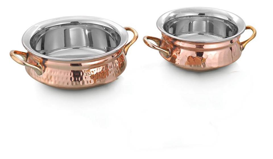 12 Pcs Copper Handi with Handle 14 oz - 20 Oz Restaurant/Home Serving ...