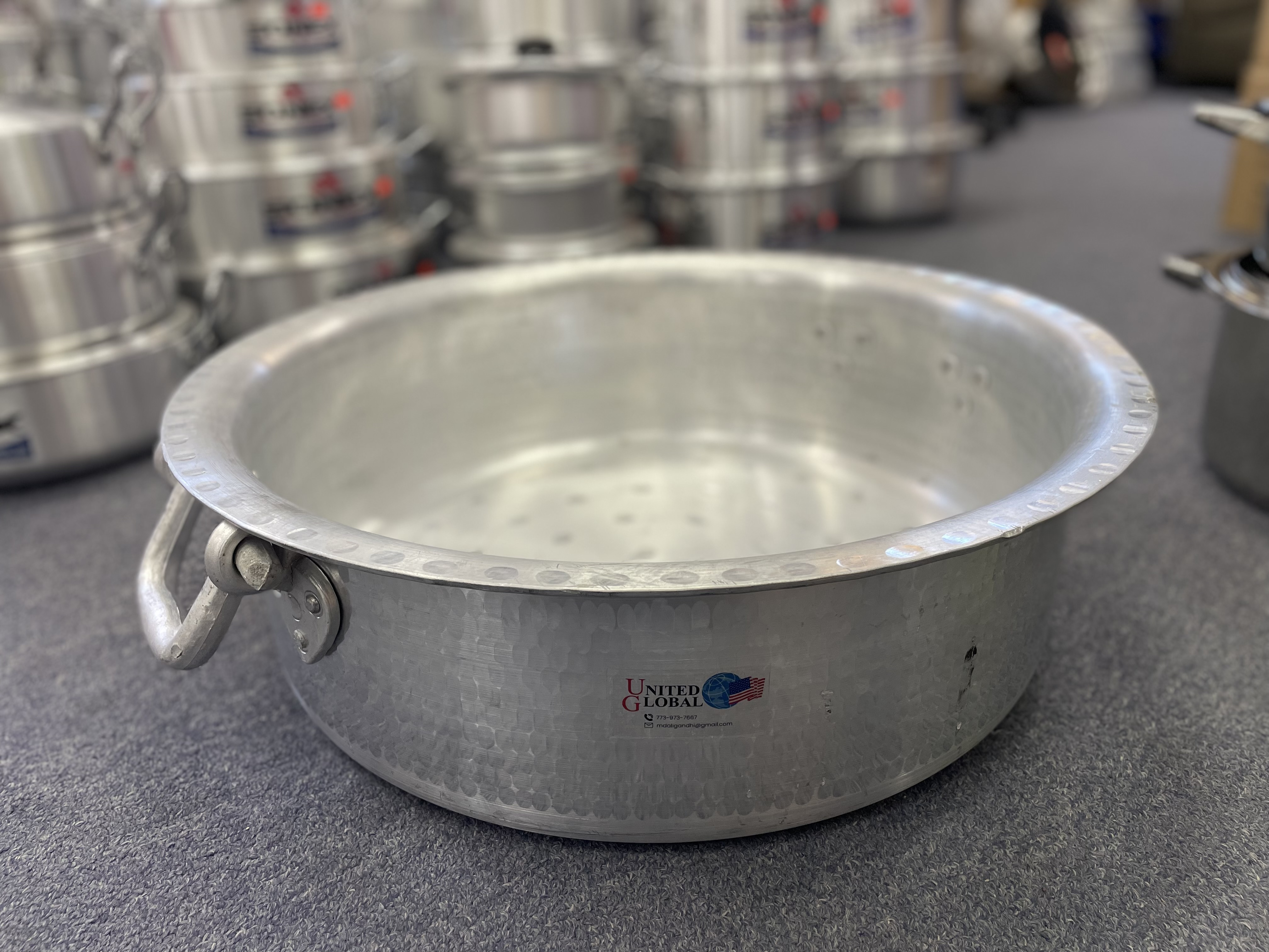 Big Aluminum Hammered Patila, Biryani Lagan/Brazier w/ Handle & Lid 32 ...