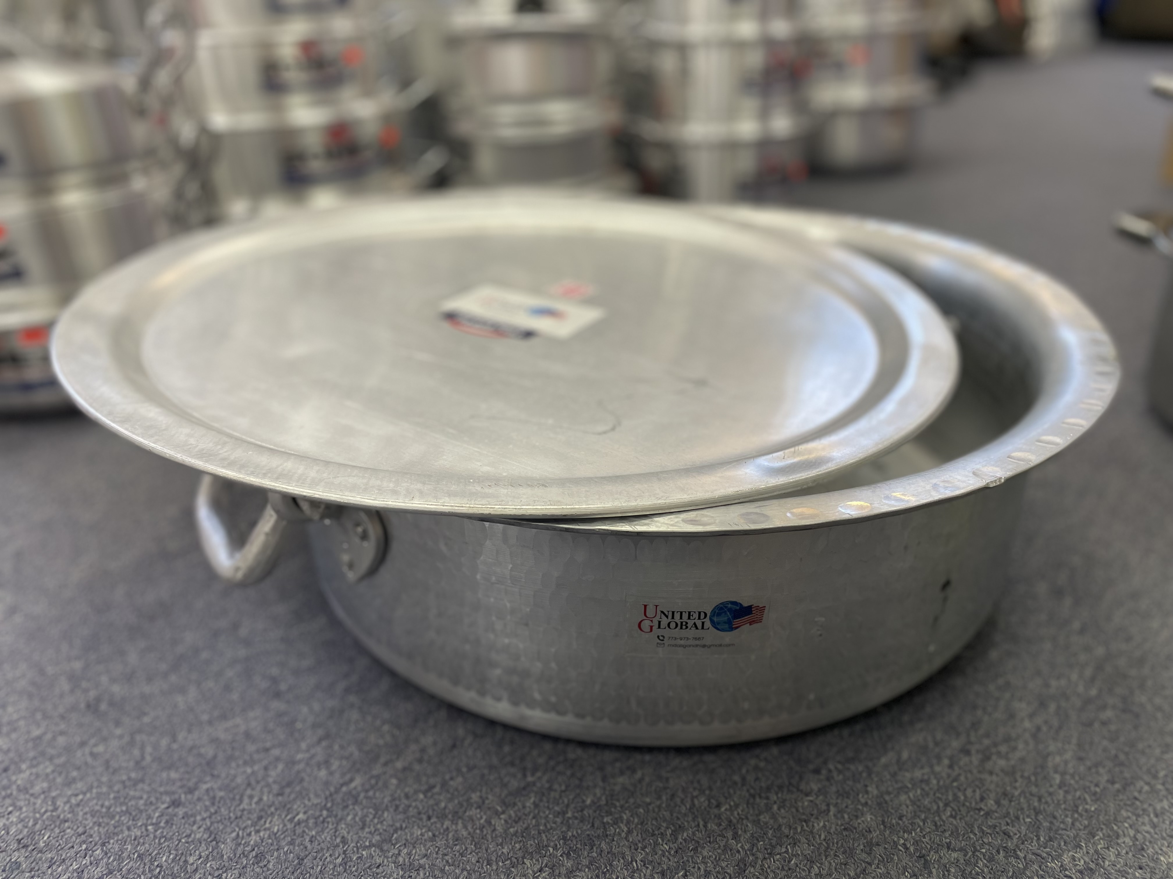 Big Aluminum Hammered Patila, Biryani Lagan/Brazier w/ Handle & Lid 32 ...