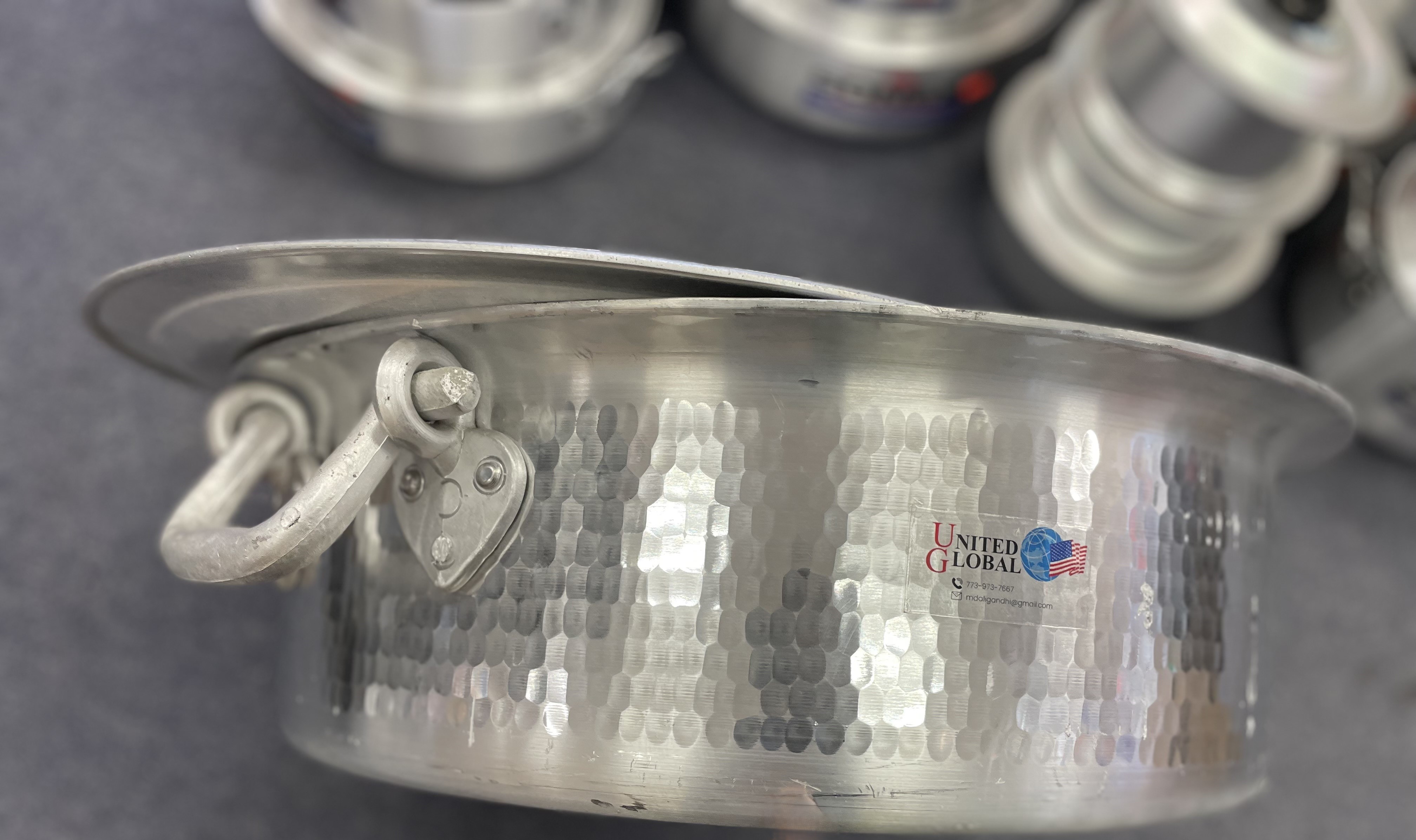 Big Aluminum Hammered Patila, Biryani Lagan/Brazier w/ Handle & Lid 32 ...