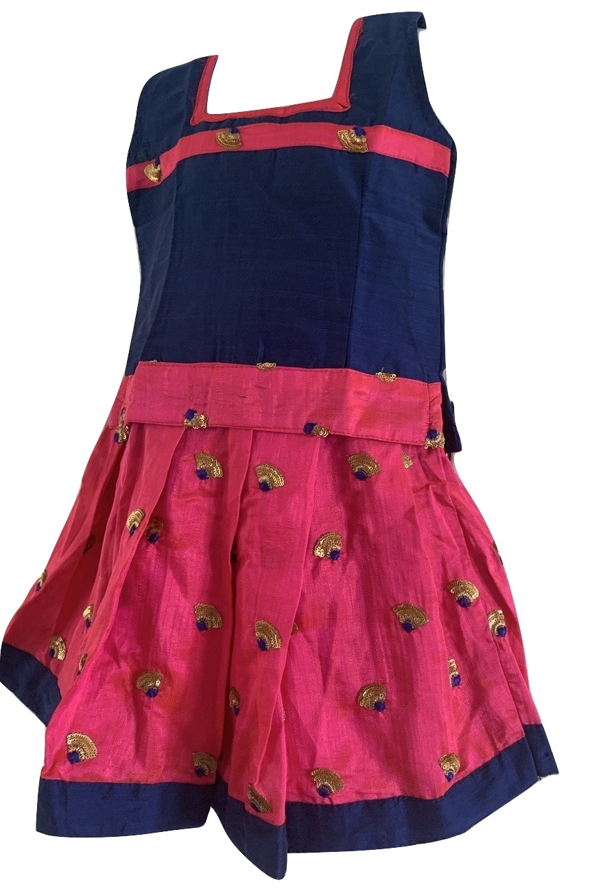 Pink & Blue Pretty Pattu Pavada Langa Parikini Dress - Size 16 ( 1yrs ...