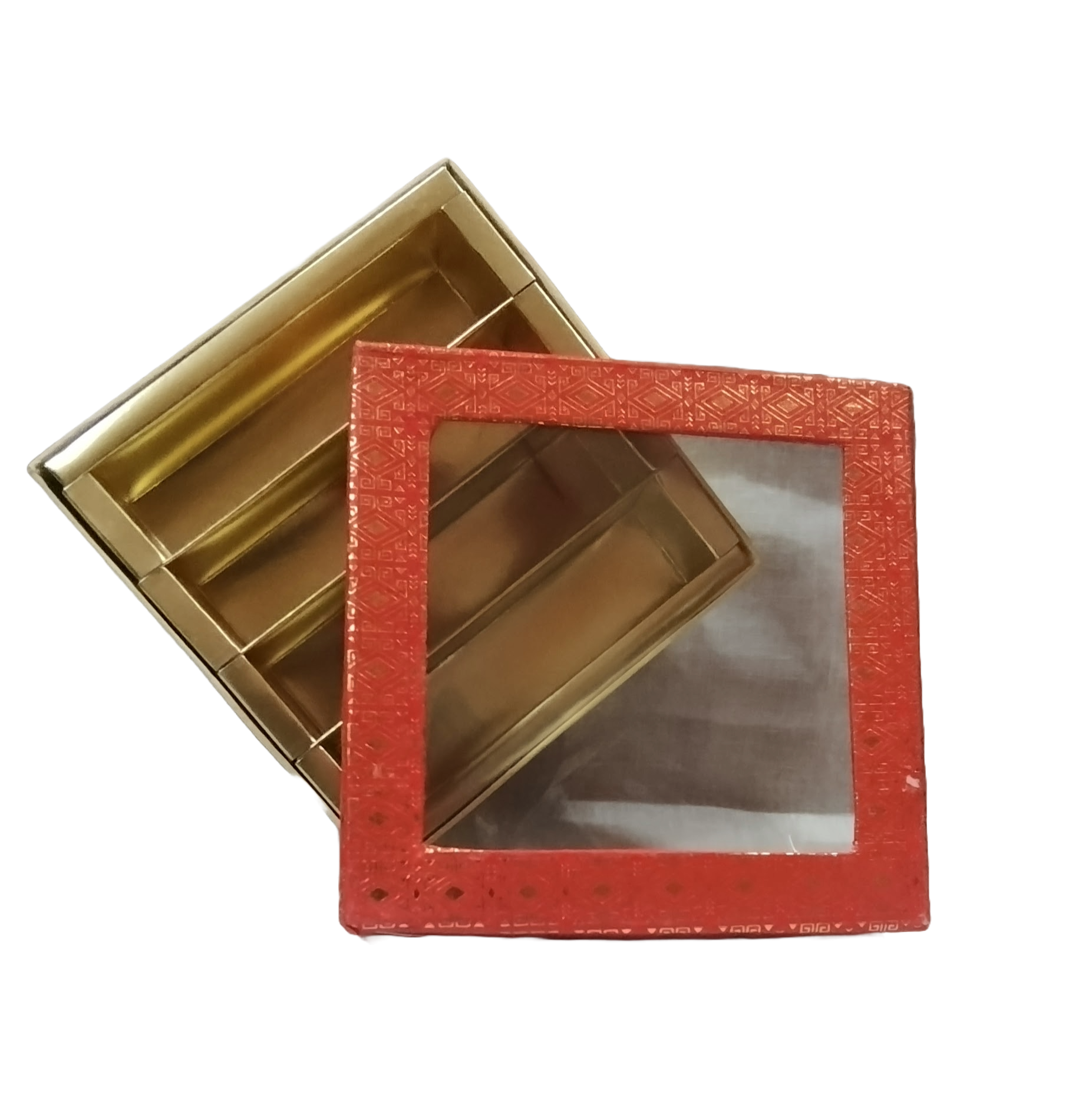 Red & Golden Design Square Empty Sweet Boxes - 500 Gm #60364 | DesiClik ...