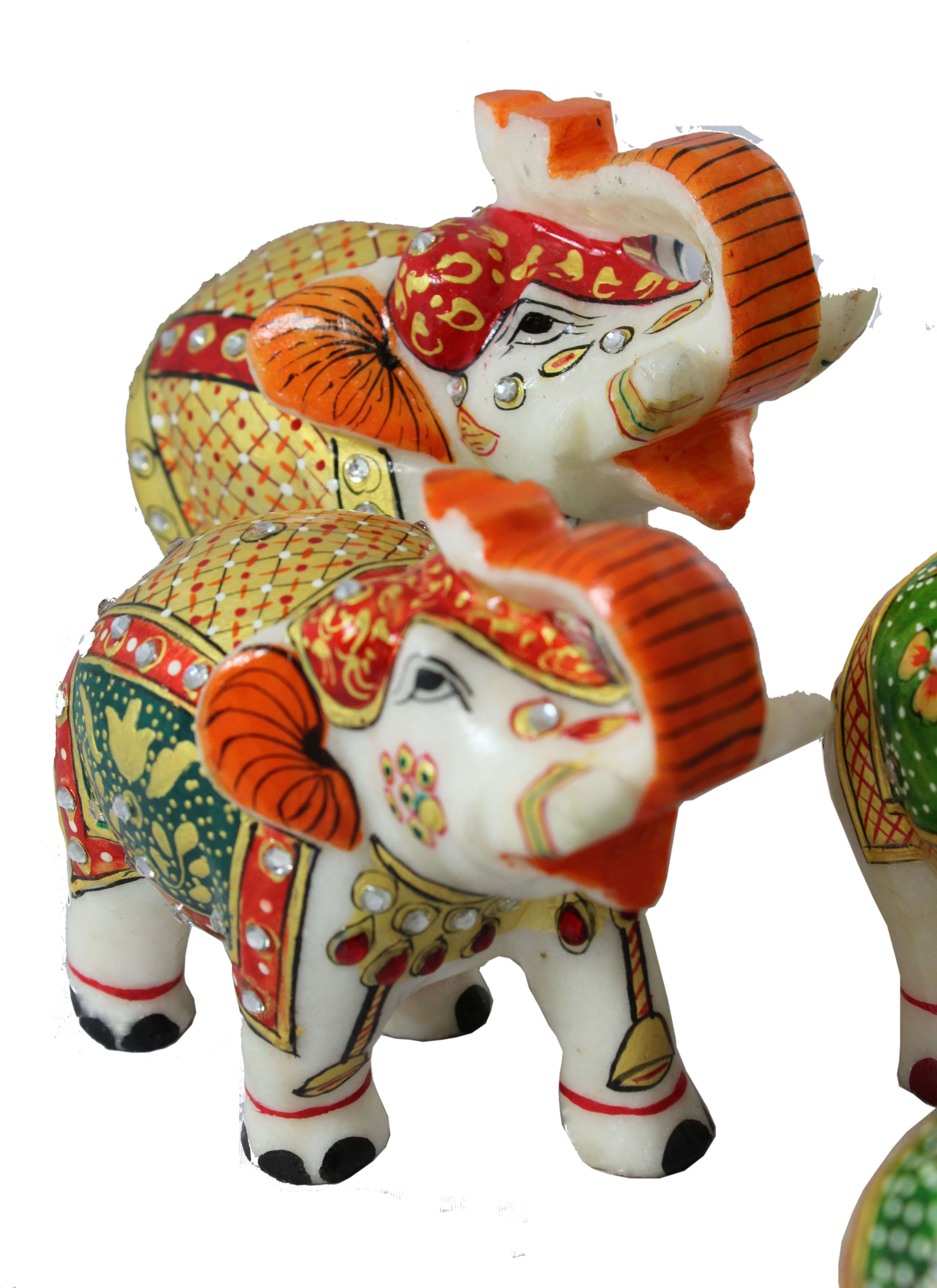 Pure Marble Good Luck Elephant Statue w/ Upward Trunk #26446 | DesiClik ...