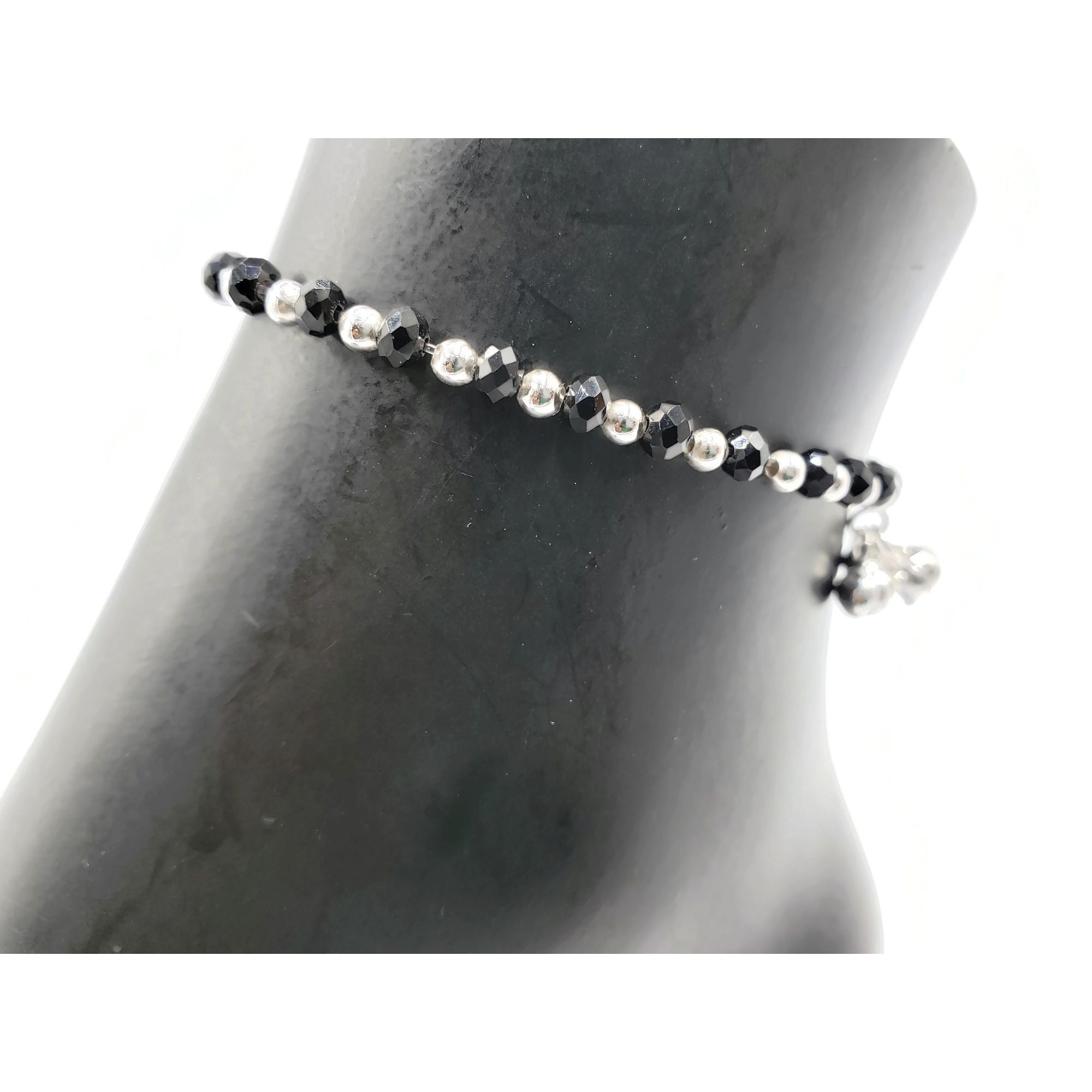 925 Sterling Silver Kids Najariya (Black Beads) Anklet - Style#25 ...