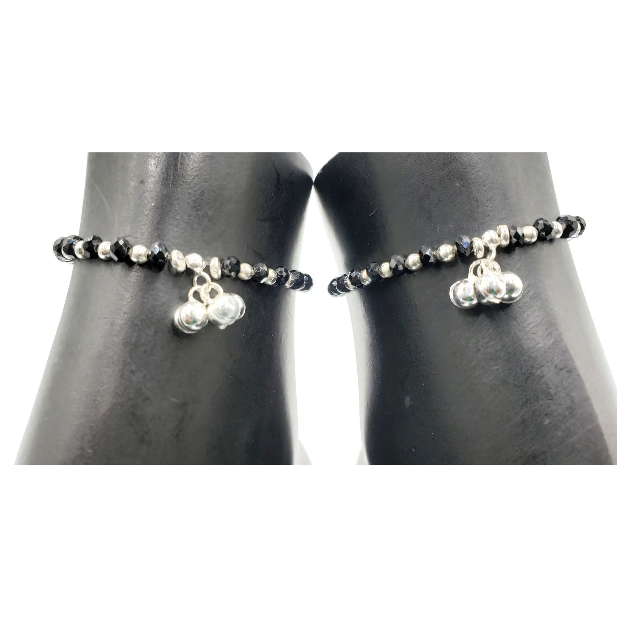 925 Sterling Silver Kids Najariya (Black Beads) Anklet - Style#25 ...