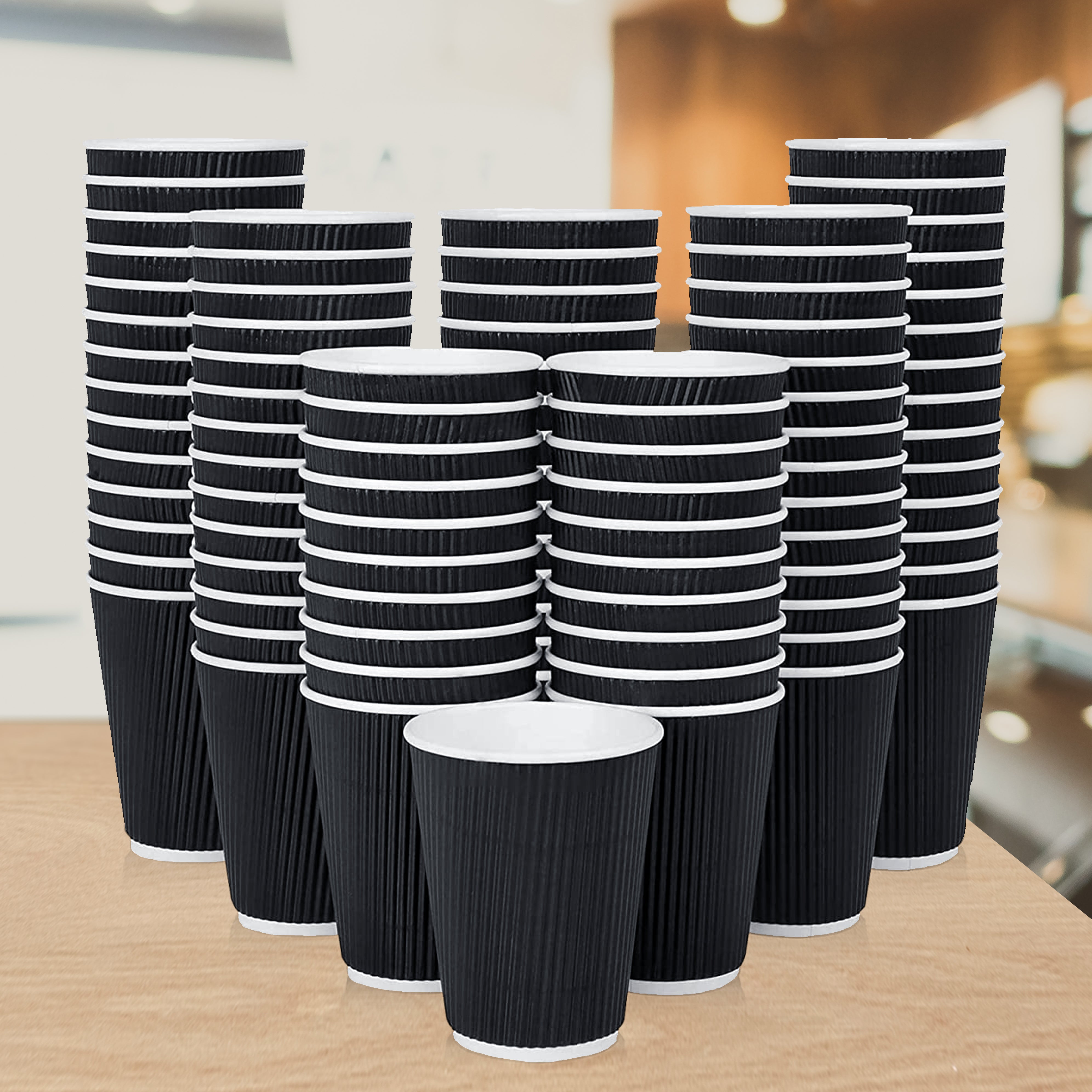 Three Leaf 9 Oz. Ripple Wall Cups, Individually Wrapped, (Black) 900 Ct ...