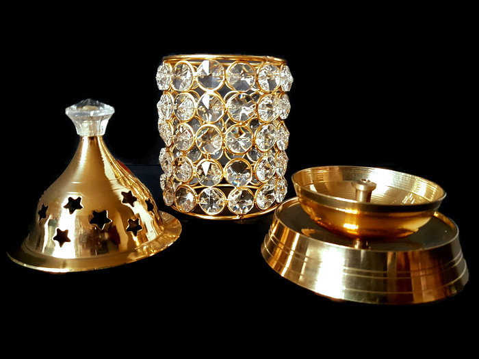 Crystal Brass Akhand Jyot Diya/Deepak / Lamp for Pooja Room (Large ...