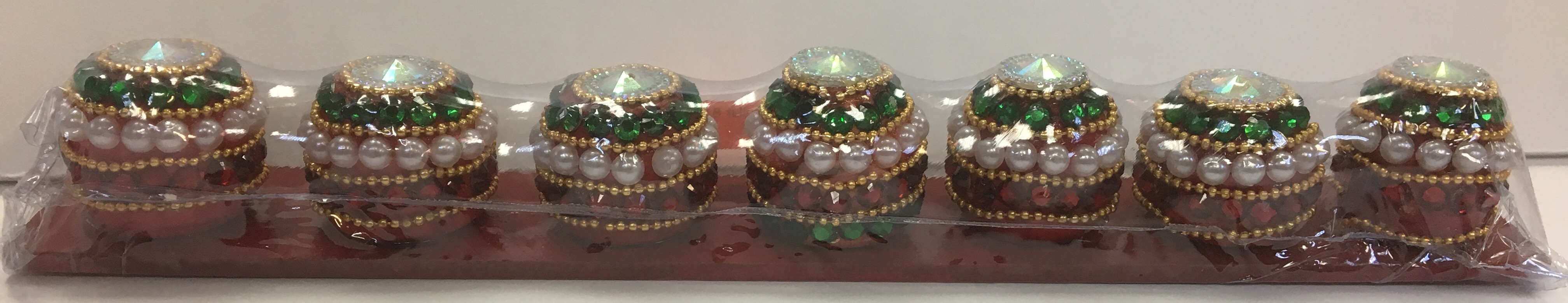 Pooja Decor Stone Embellished Seven Supari #26594 | DesiClik.com, USA