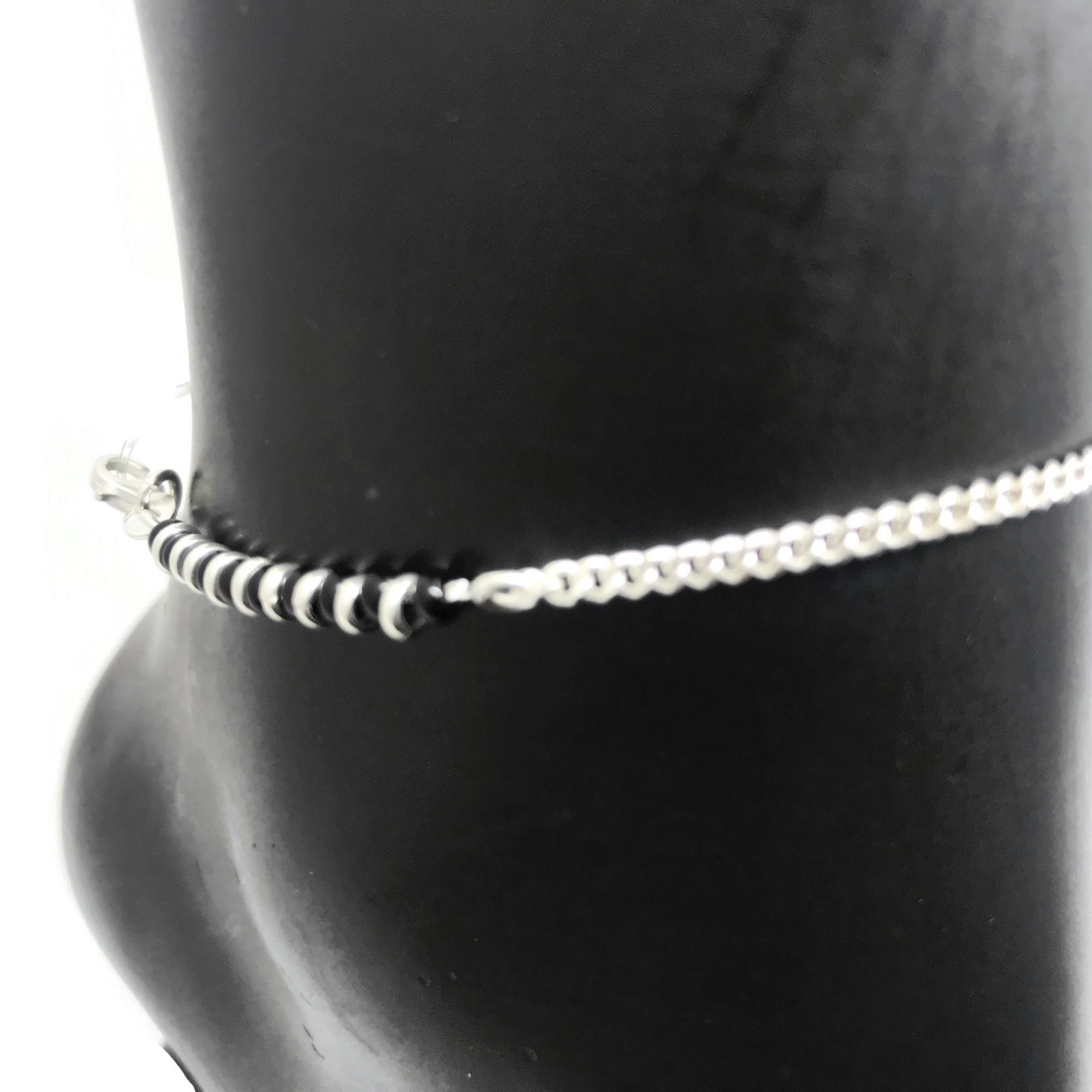 925 Sterling Silver Kids Najariya (Black Beads) Anklet - Style #22 ...