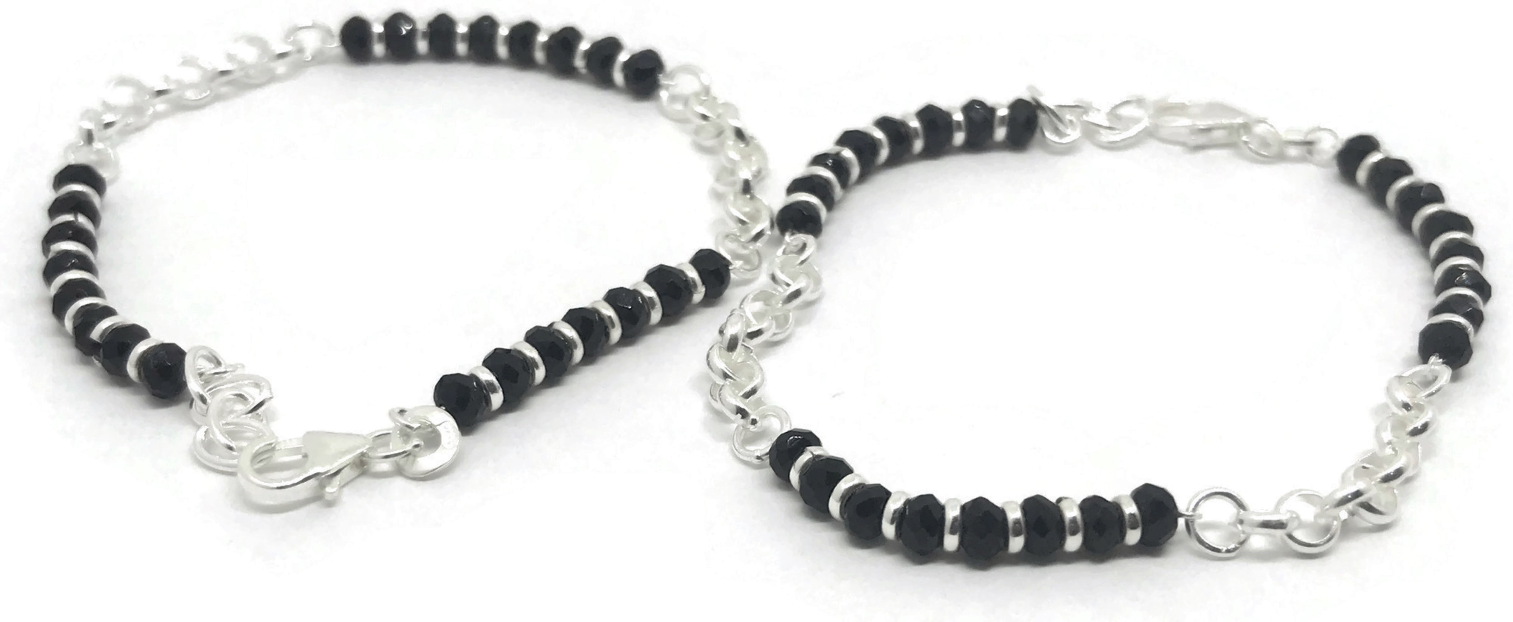 925 Sterling Silver New Born / Toddler Kids Black Beads Najariya ...