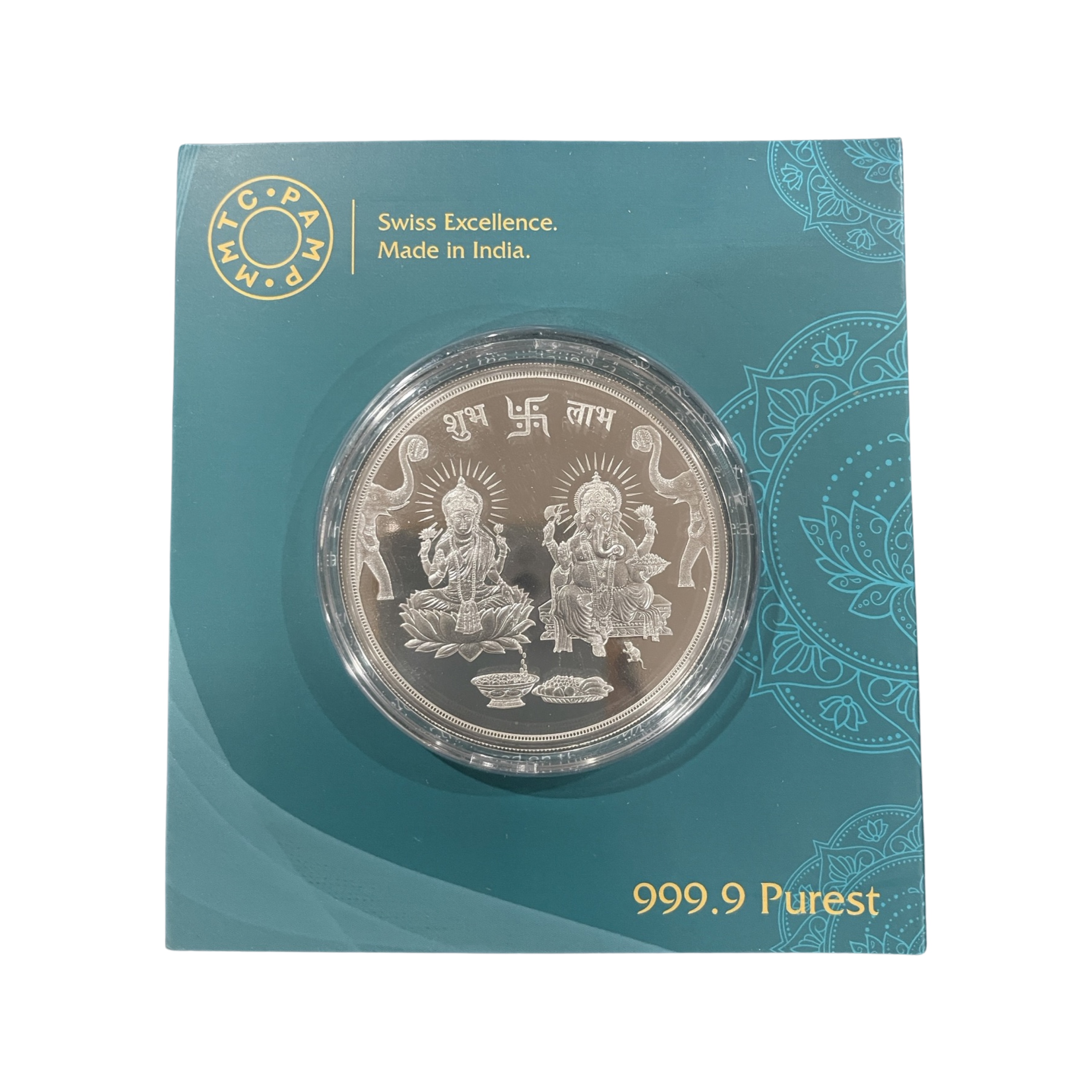Ganesha Lakshmi / Laxmi Pure Silver (999) 50g MMTC Coin for Gift & Puja ...