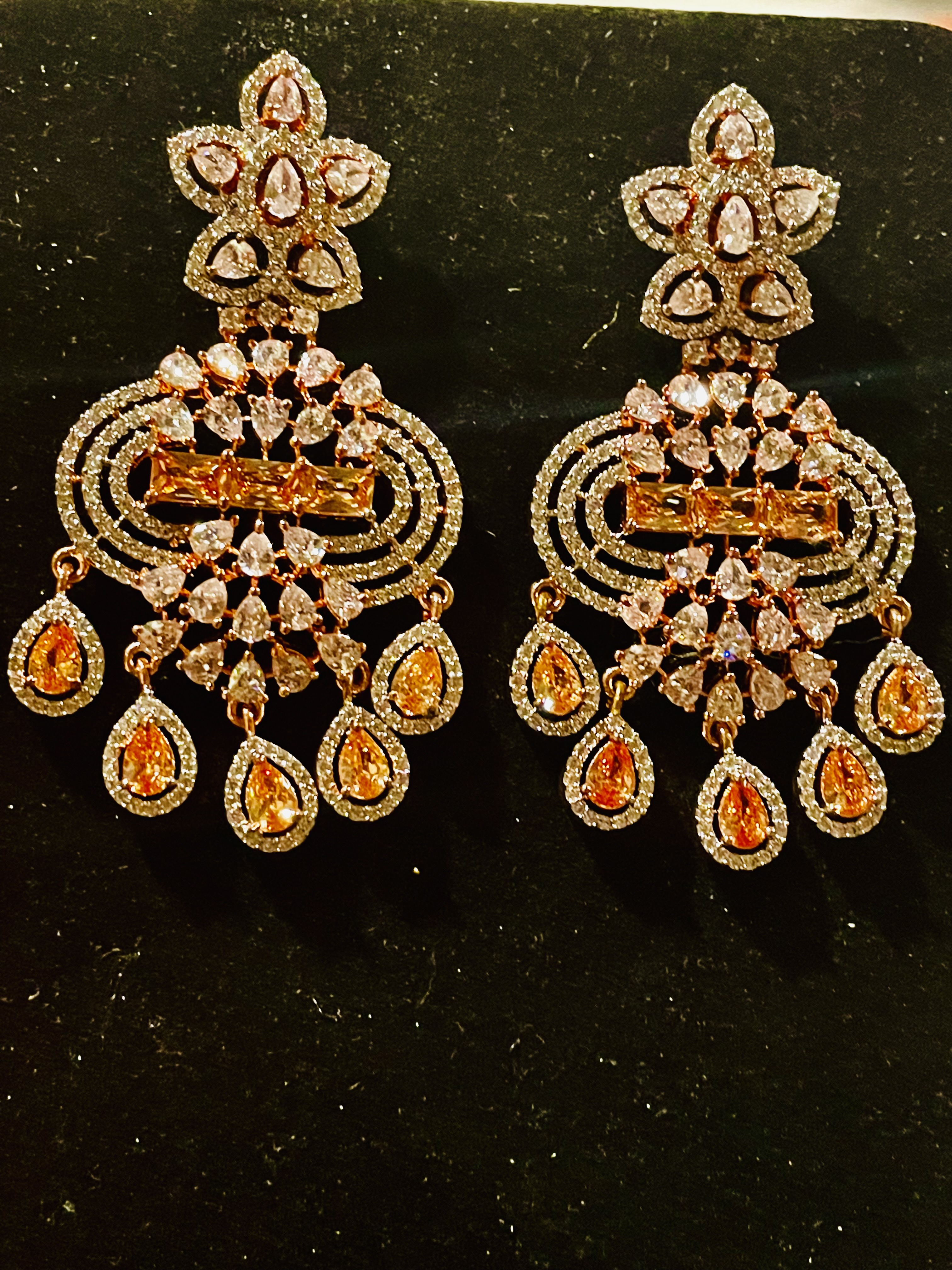 Pure Rose Gold CZ Earrings #53458 | DesiClik.com, USA