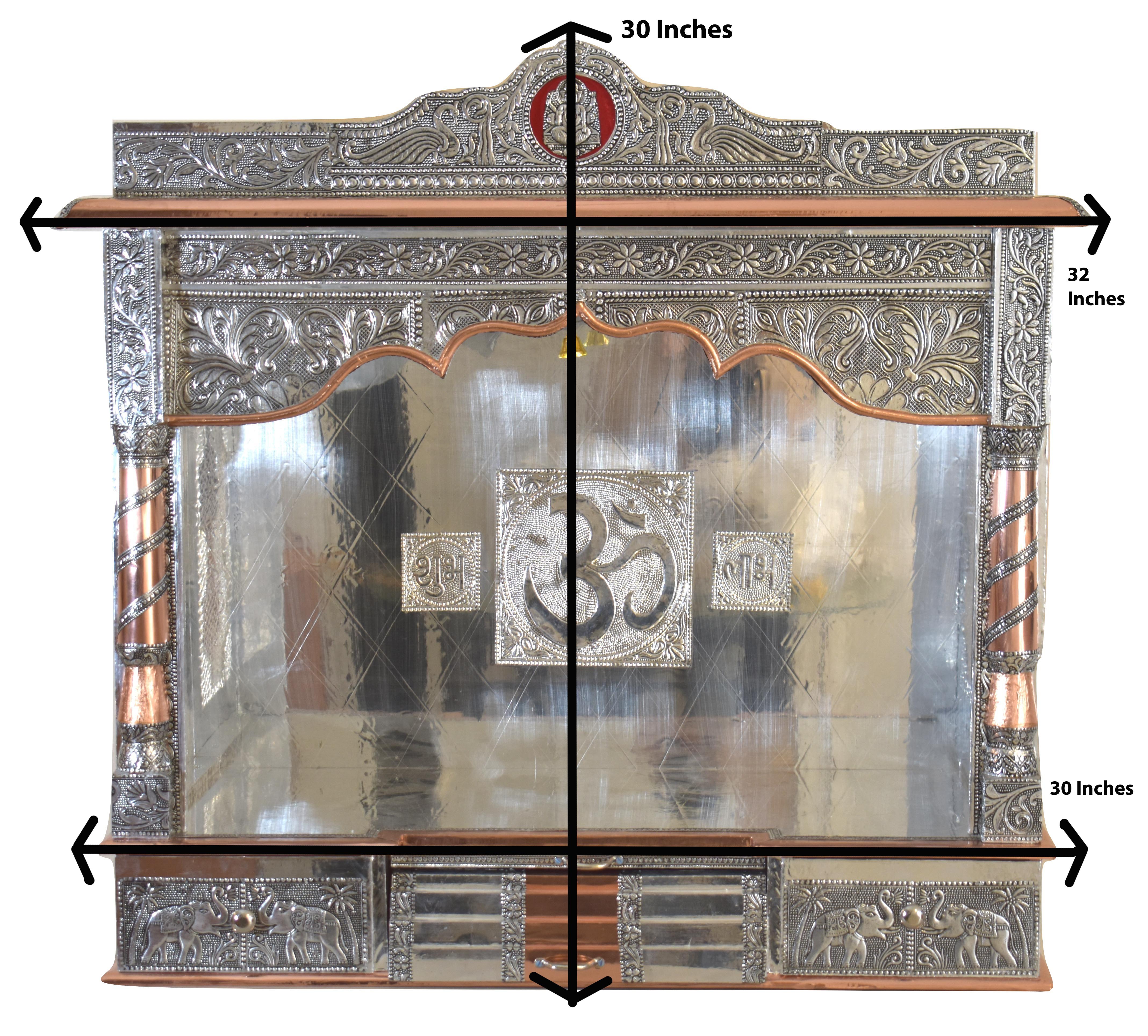 Hindu Pooja Mandir Temple w/ Steps & Carving Large 32" X 13" X 34 ...