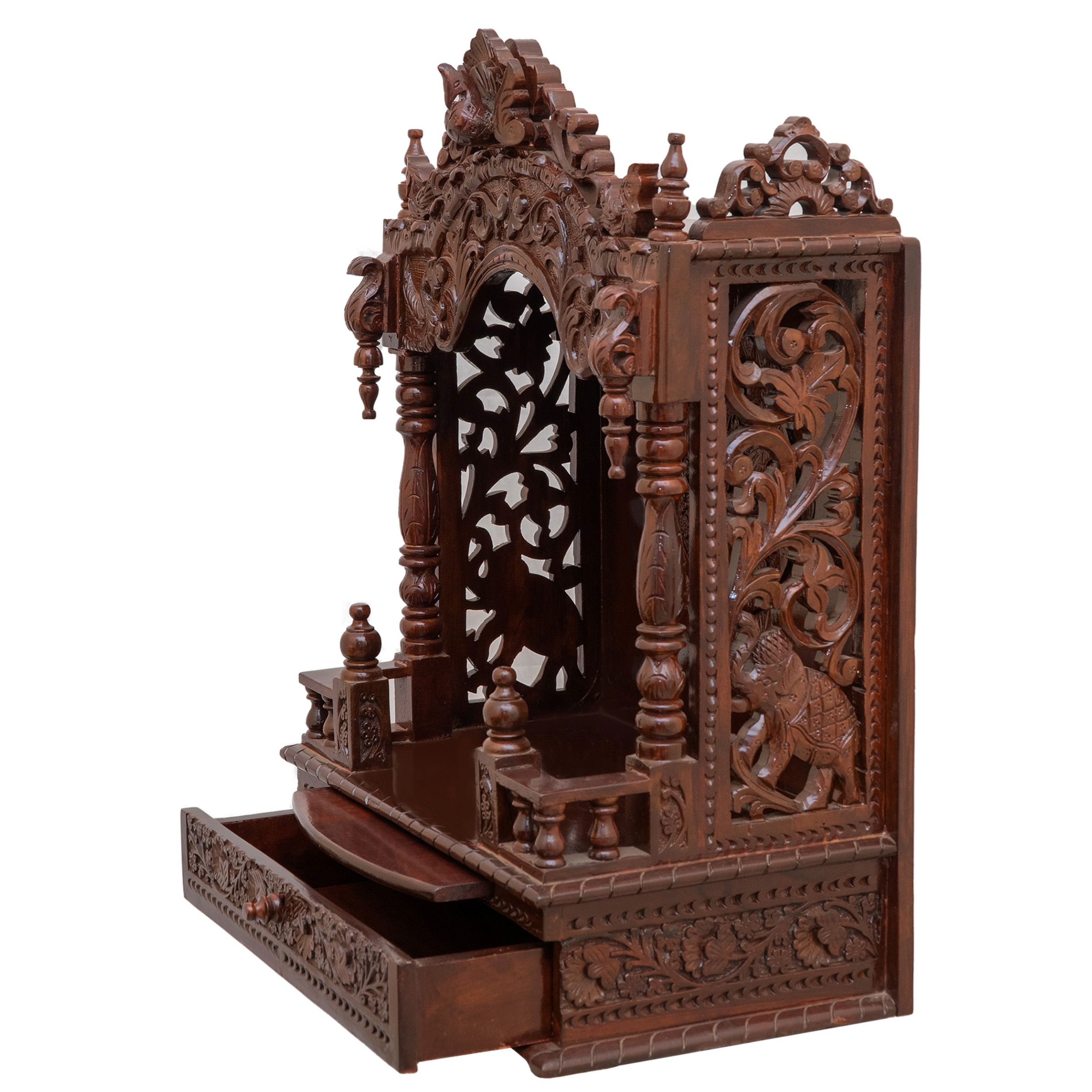 Wooden Engraved Home Puja Mandir Mandap Rosewood Temple 12 X 24 X 33 ...