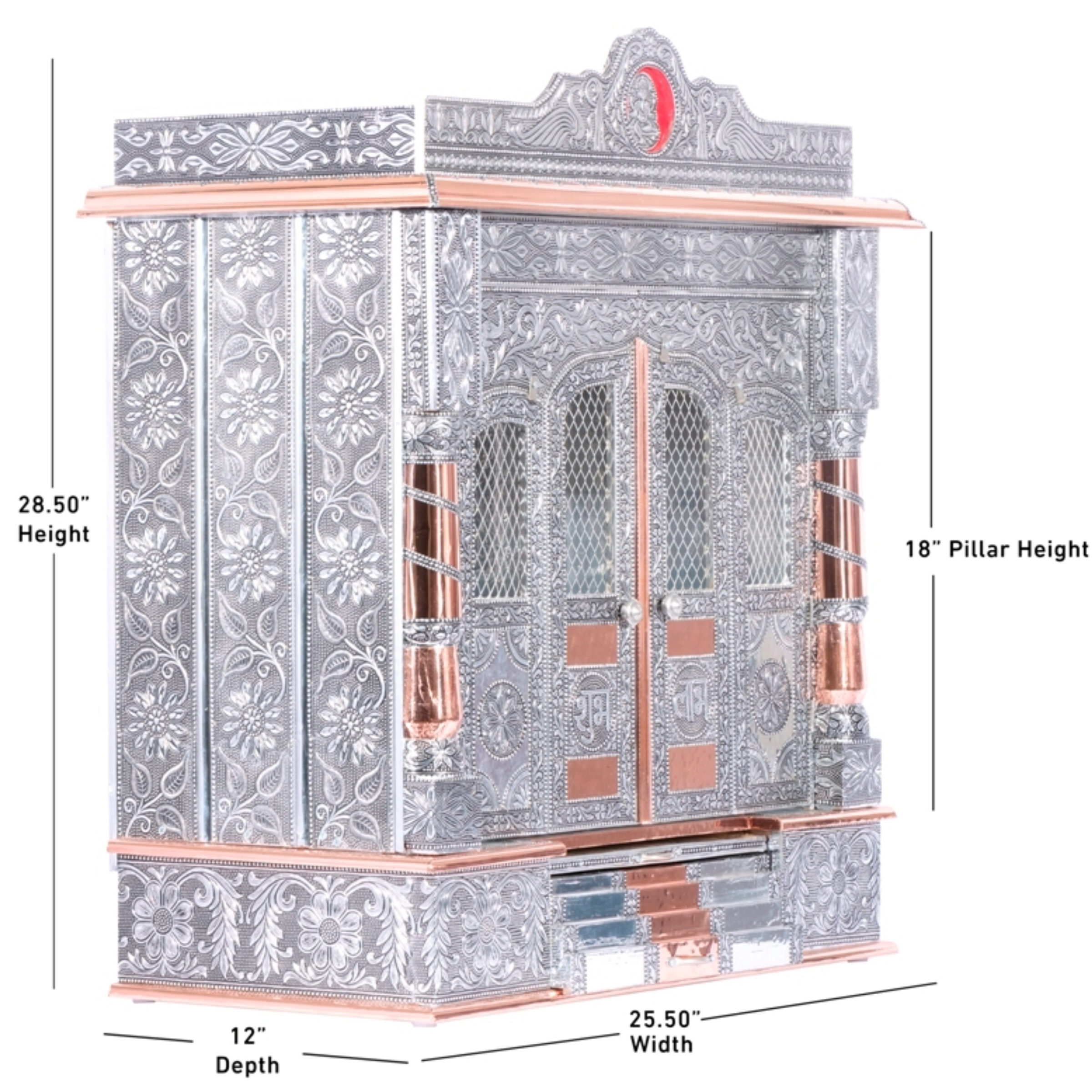 Steps Mandir (Silver Mandir with Door, Large) #60114 | DesiClik.com, USA